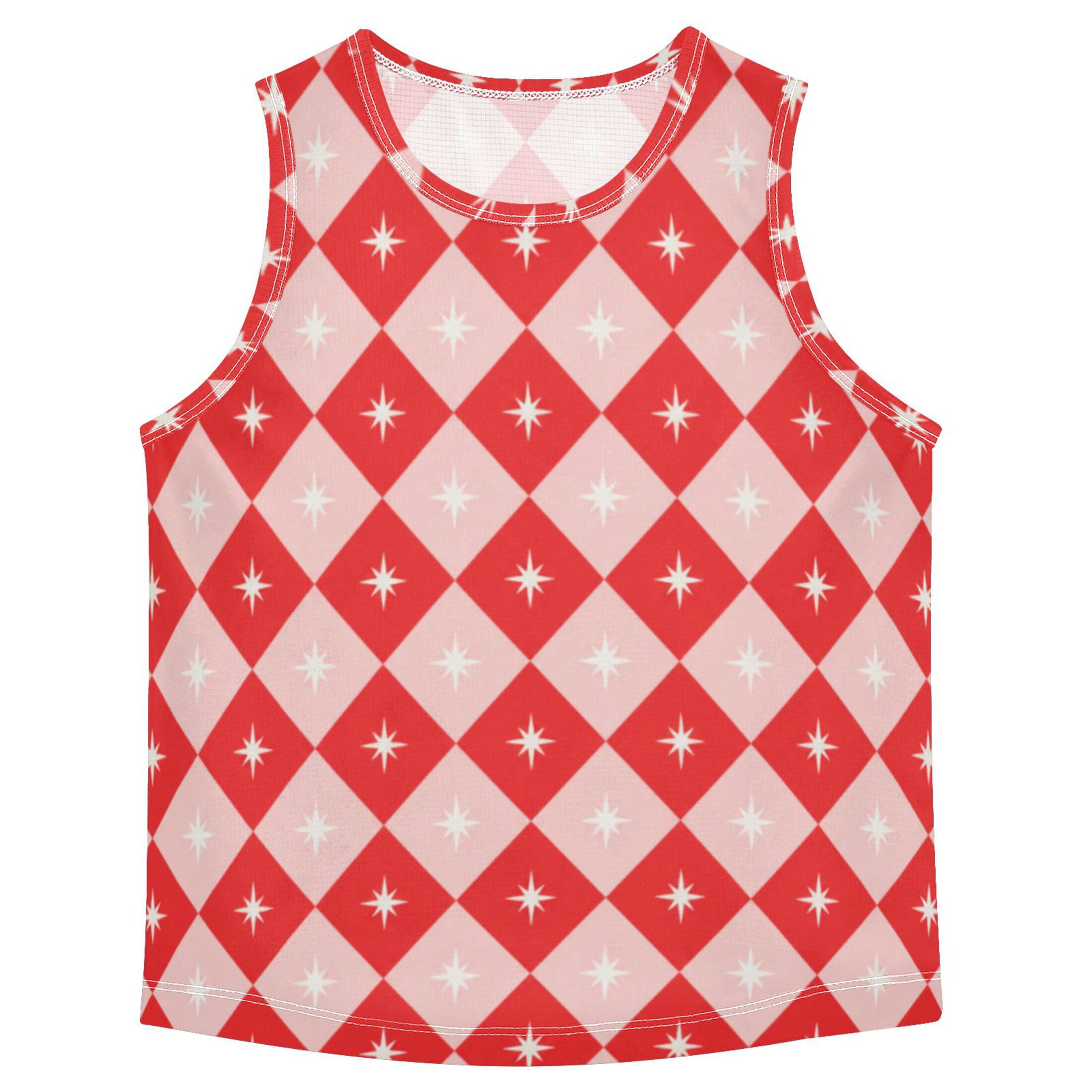 Tank Top Shirts Red and Diamond Star Pattern Quick-Dry Athletic for ...