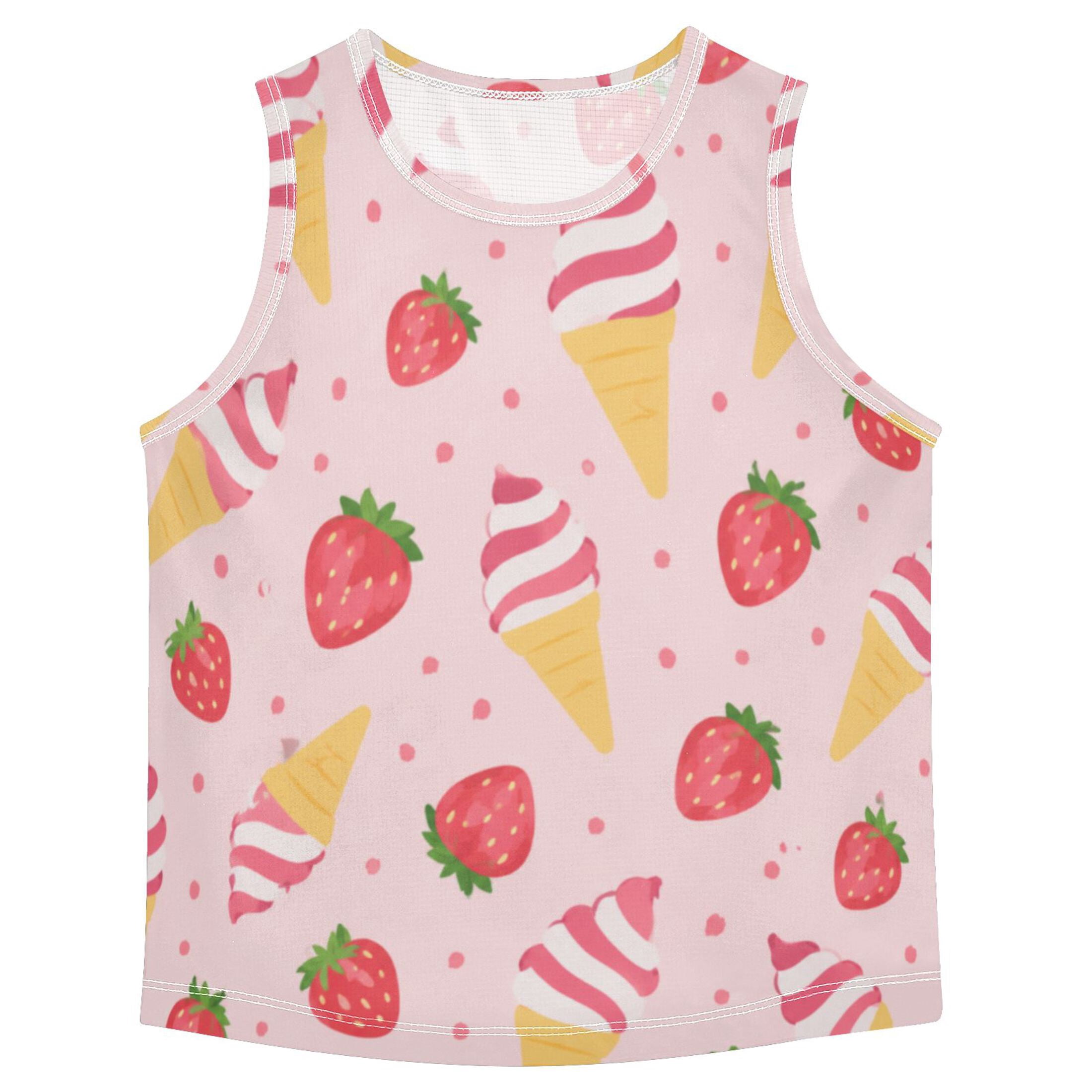 Tank Top Shirts Strawberry Ice Cream Pattern Quick-Dry Athletic for ...
