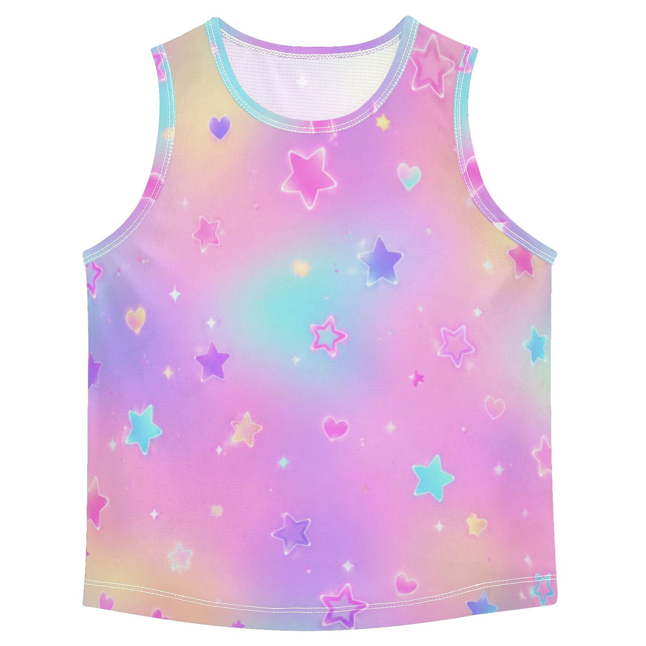 Tank Top Shirts Sweet Pastel Star Heart Pattern Quick-Dry Athletic for ...