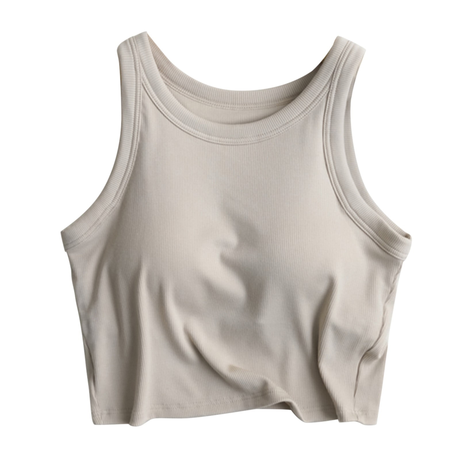 Tank Top with Built in Bra Women's Solid Color Thread with Chest Pad ...