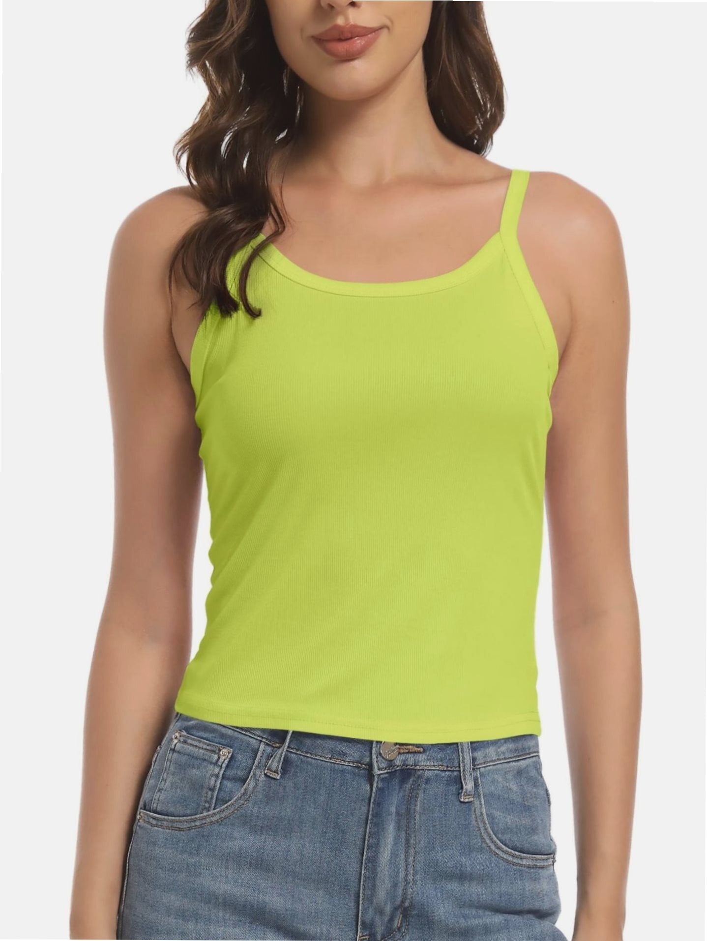 Tank Top Women Sleeveless Crop Scoop Neck Form Fitting Ribbed Knit ...