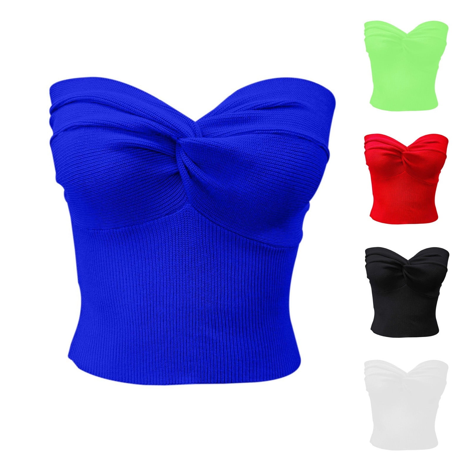 Tank Top for Women Elegant Strapless Stretchable Tube Bandeau Bra Solid ...