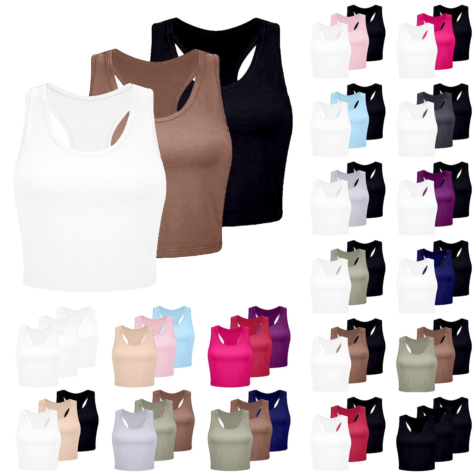 Tank Tops 3 Pack for Women Crop,Sung Crop Ribbed Tank Tops for Women 3 ...