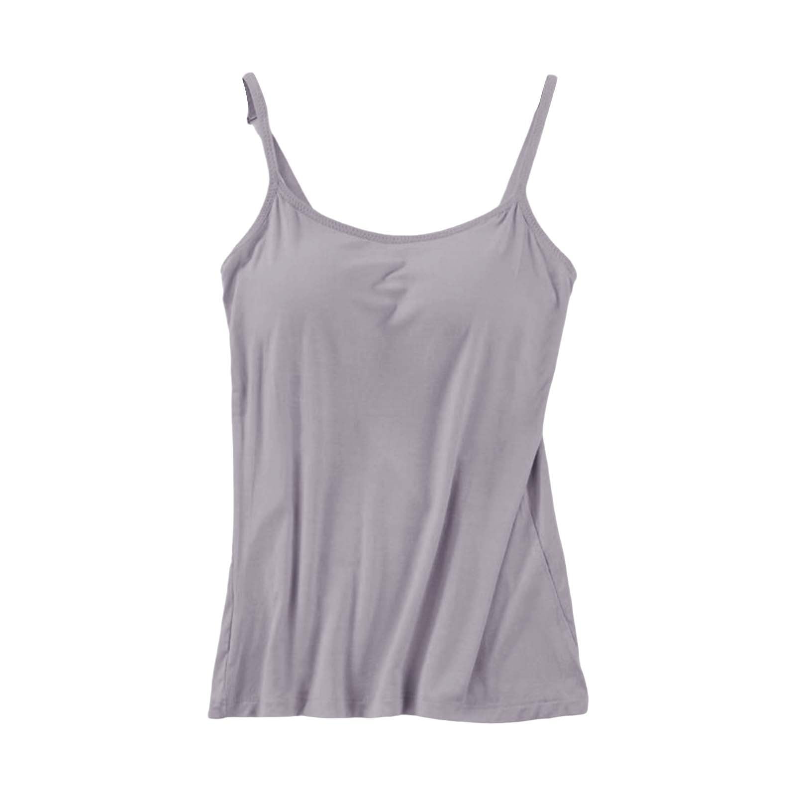 Tank Tops For Women Gray Casual Sleeveless With In Bra Soft Camisole ...