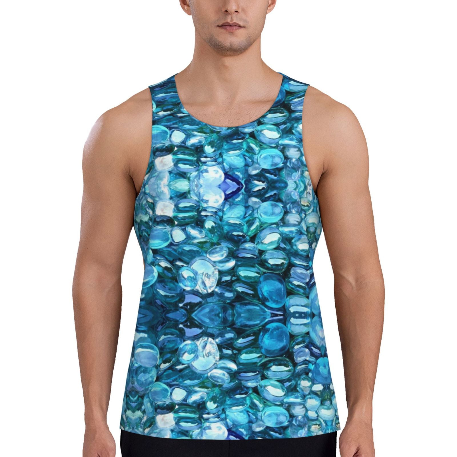 Tank Tops Men, Blue Kyanite Gym Sports Workout Mens Tank Top, Quick Dry ...