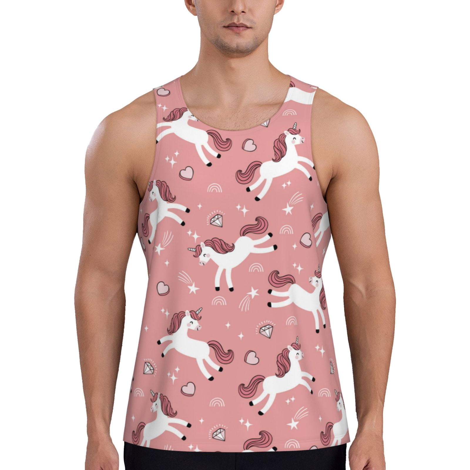 Tank Tops Men, Cartoon Cute Horse Love Pink Gym Sports Workout Mens ...