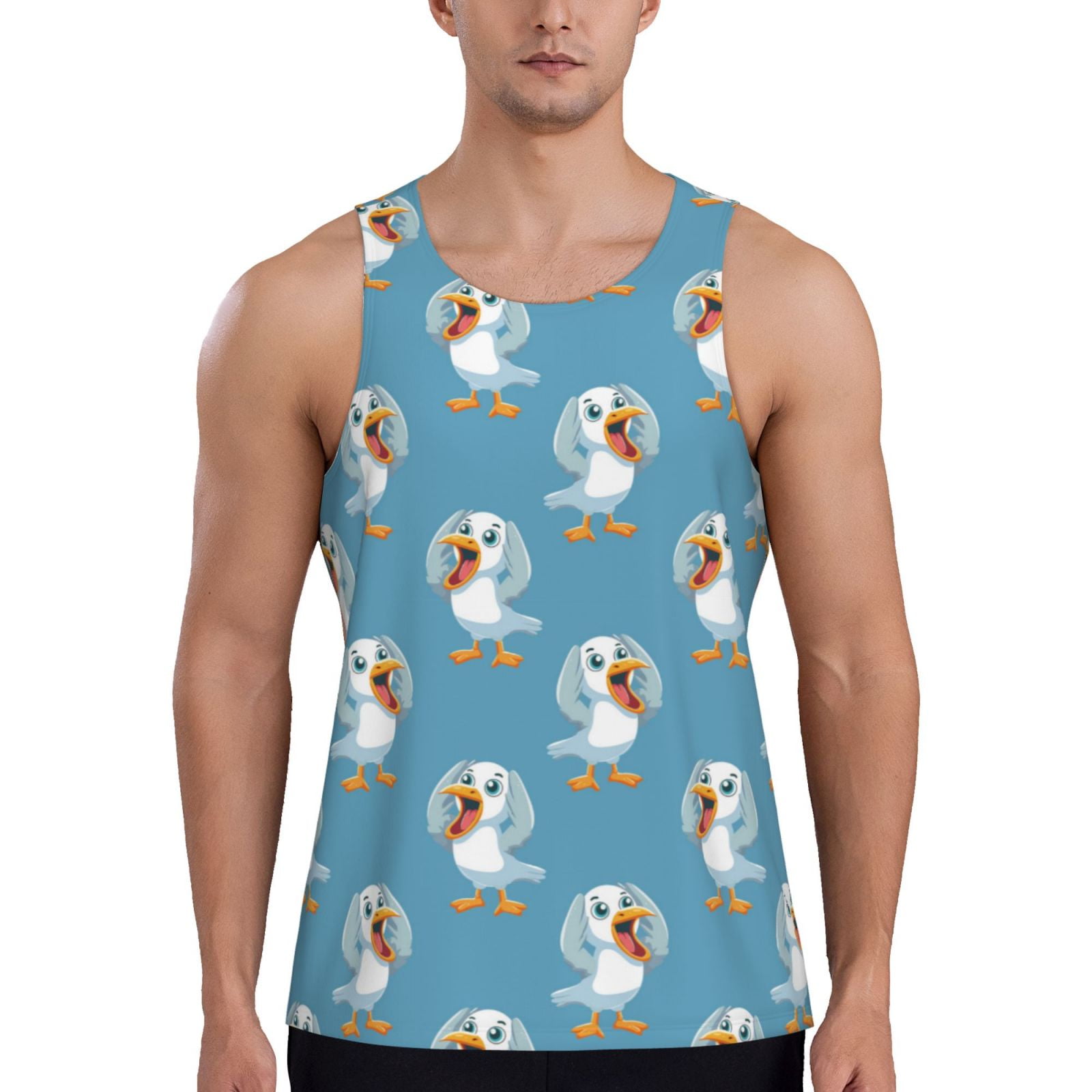 Tank Tops Men, Cartoon Seagull Gym Sports Workout Mens Tank Top, Quick ...