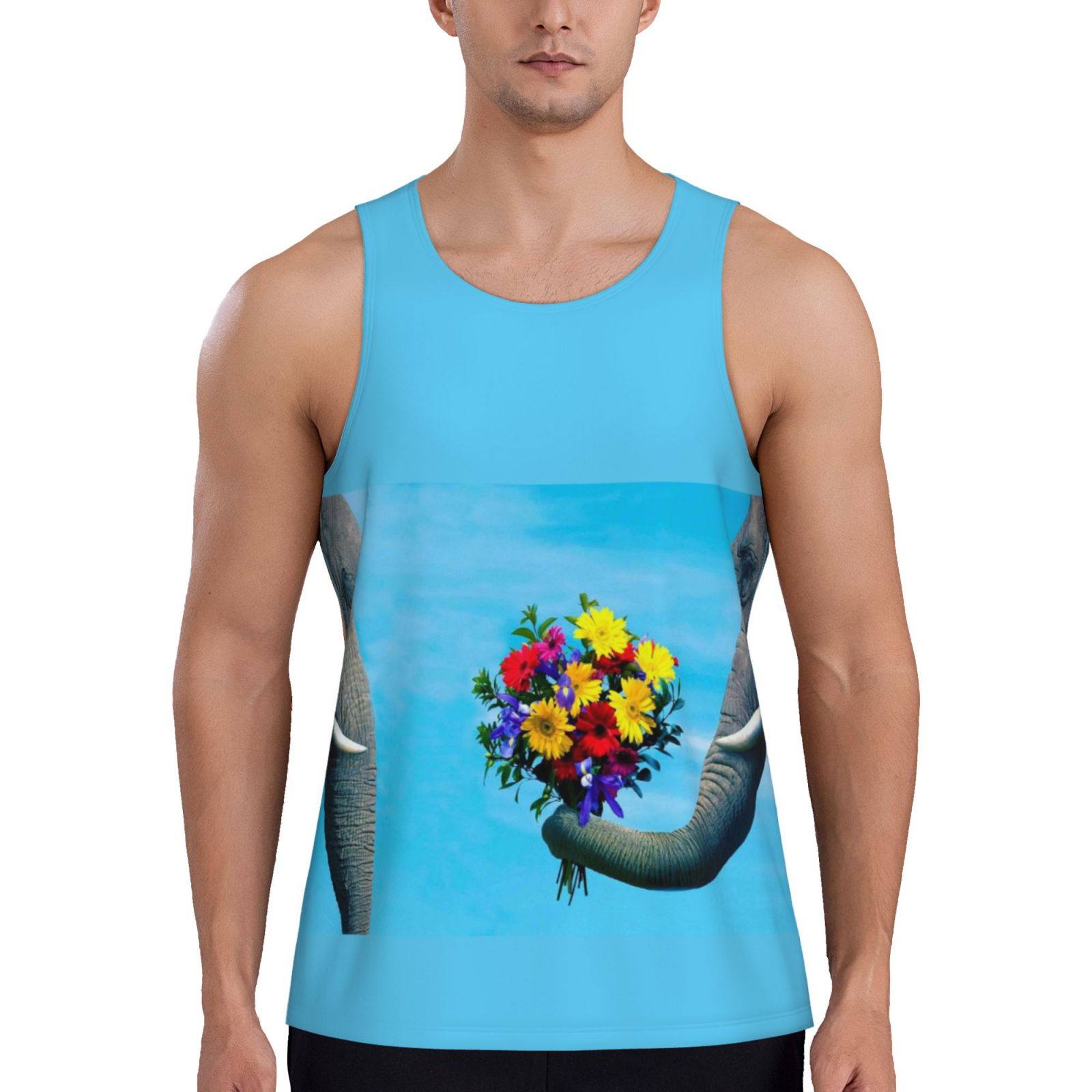 Tank Tops Men, Elephant Trunk Couple Flowers Gym Sports Workout Mens ...