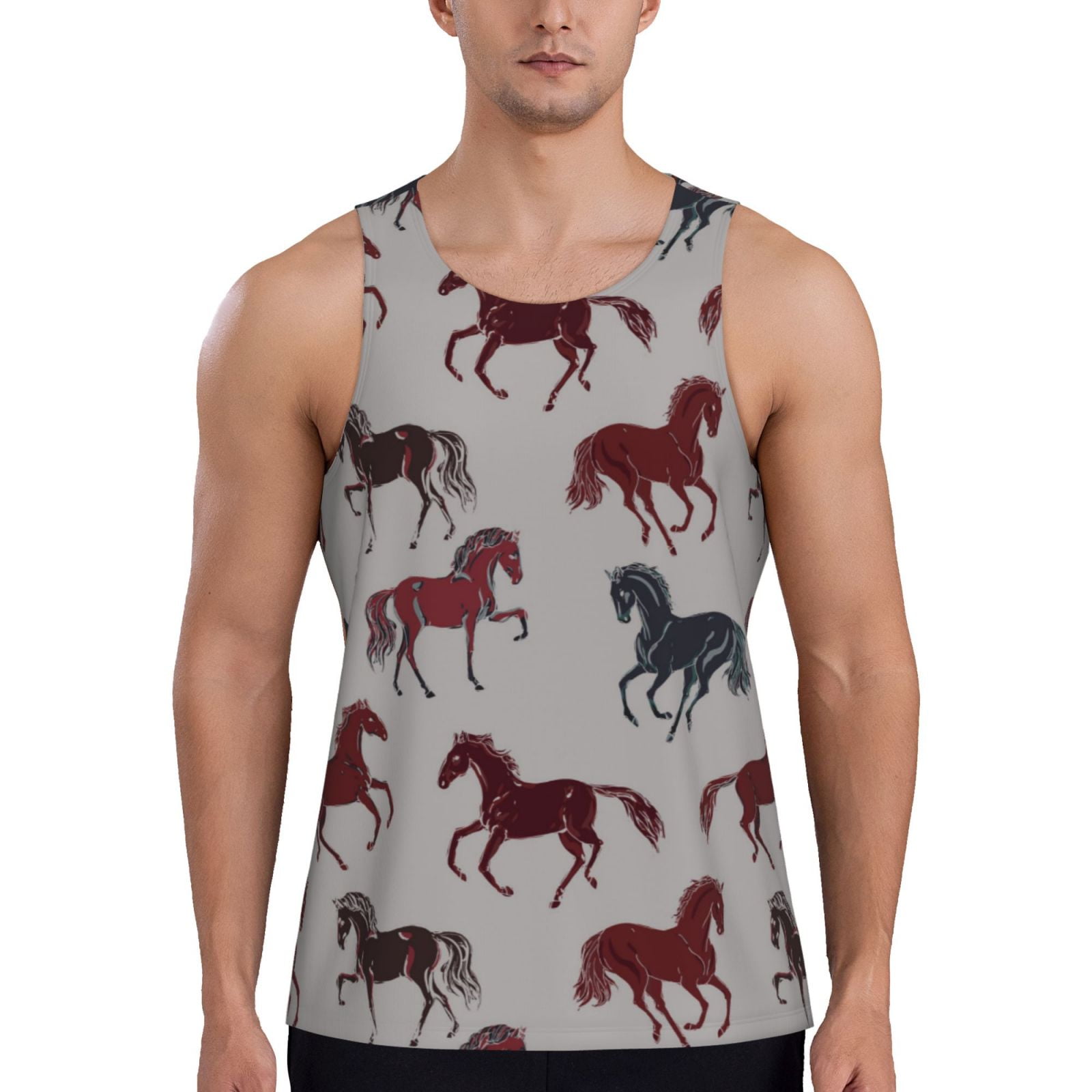 Tank Tops Men, Hand Drawn Modern Cool Horse_C Gym Sports Workout Mens ...