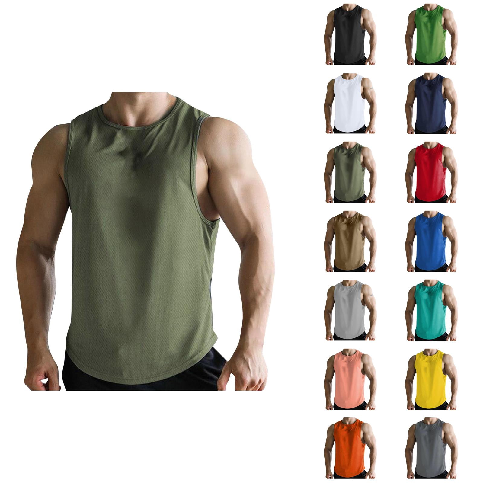 Tank Tops Men Lightweight Breathable Crewneck Muscle Sleeveless Shirt ...