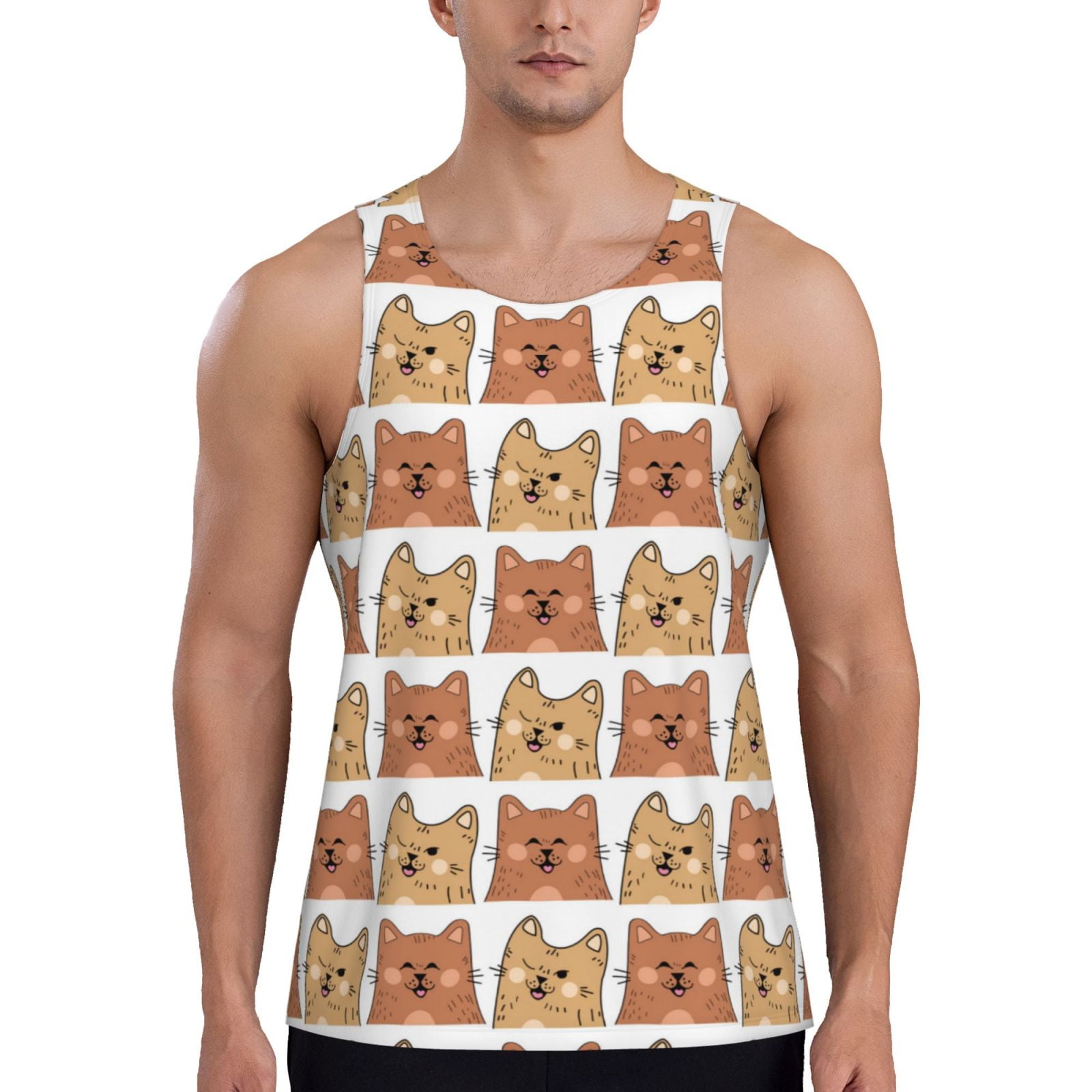 Tank Tops Men, Sassy Cute Cartoon Cat Gym Sports Workout Mens Tank Top ...