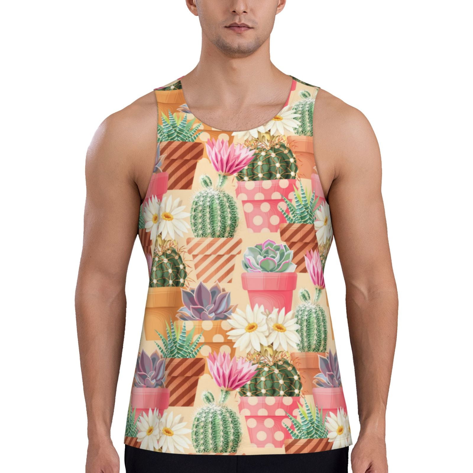 Tank Tops Men, Succulents Cactus Blooming Gym Sports Workout Mens Tank ...