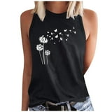 Tank Tops for Women 2024 Summer Sleeveless T-Shirts Dandelion Print ...