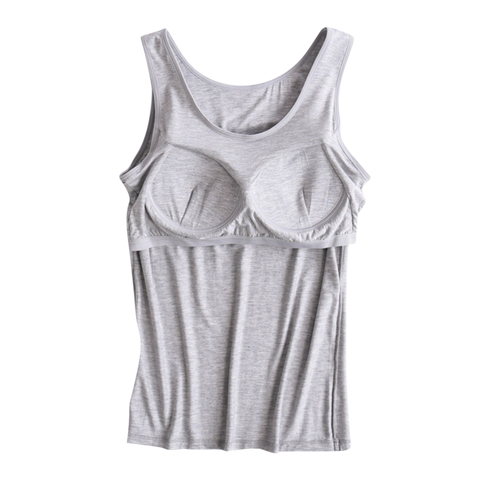 Tank Tops For Women Built In Bra Cotton Shelf Bra Tanks Layering Undershirts Racerback Workout