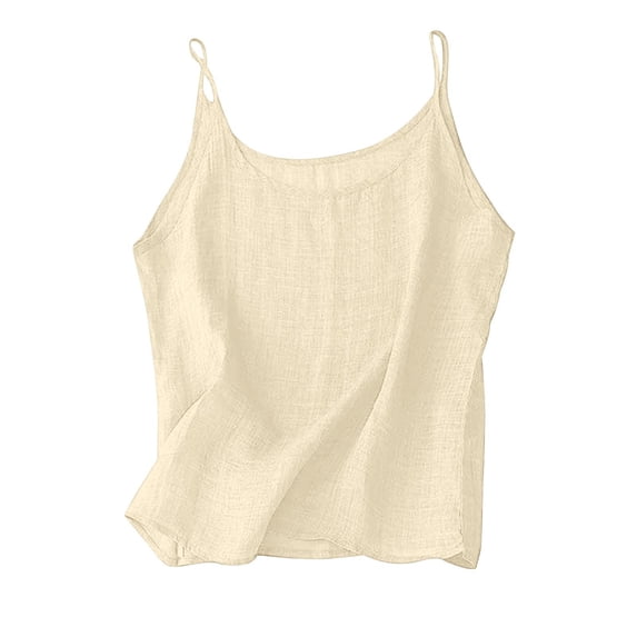 Tank Tops for Women Casual Breathable Cotton Linen Camisole Spaghetti ...
