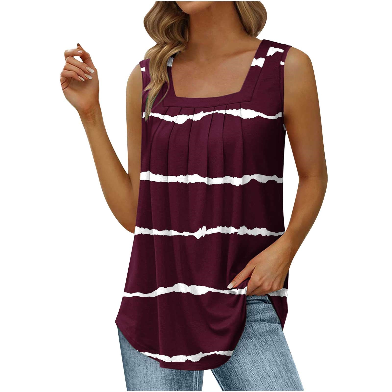 Tank Tops for Women Pleated Flowy Summer Sleeveless Tops Loose Fit ...