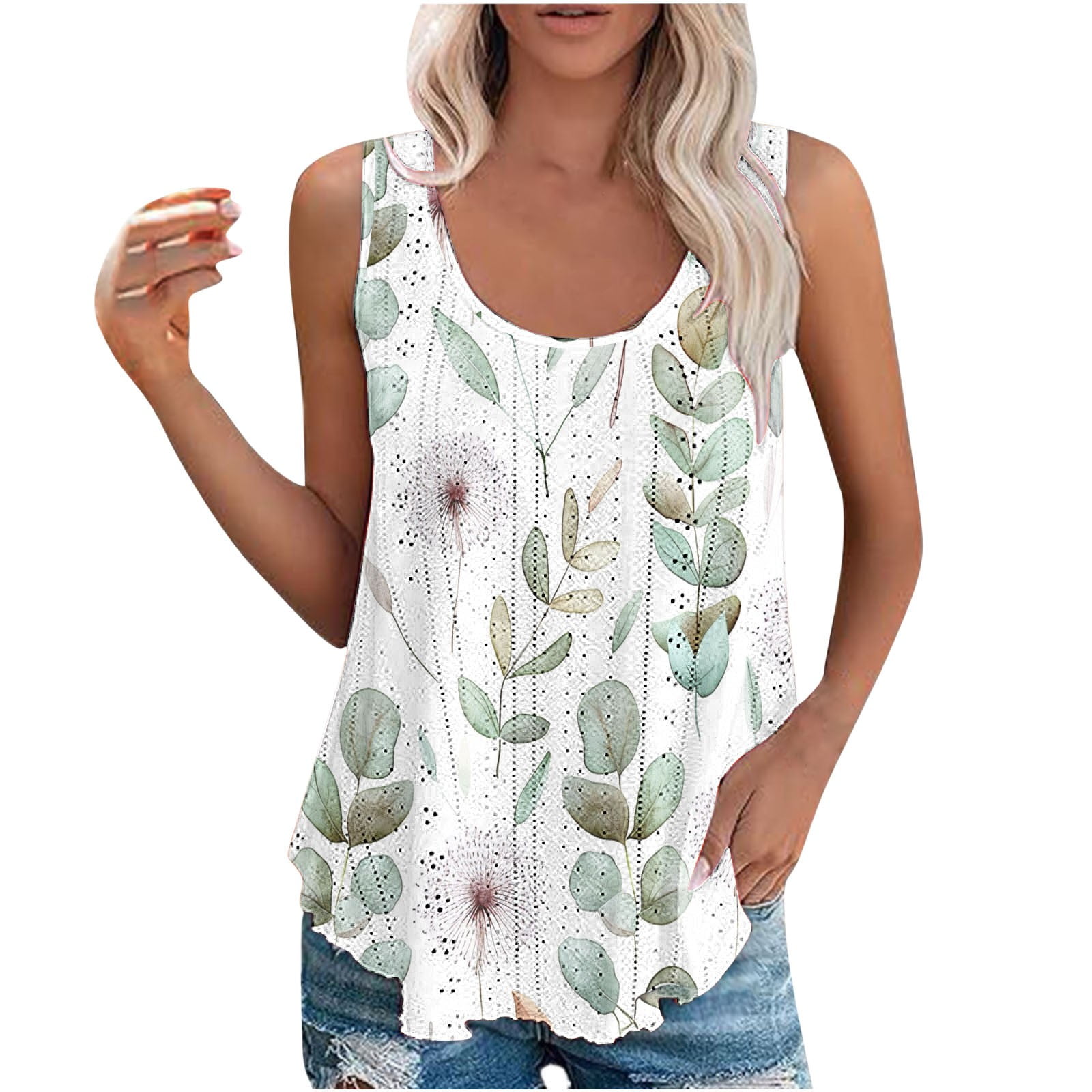 Tank Tops for Women Plus Size Round Neck Sleeveless Summer Casual ...