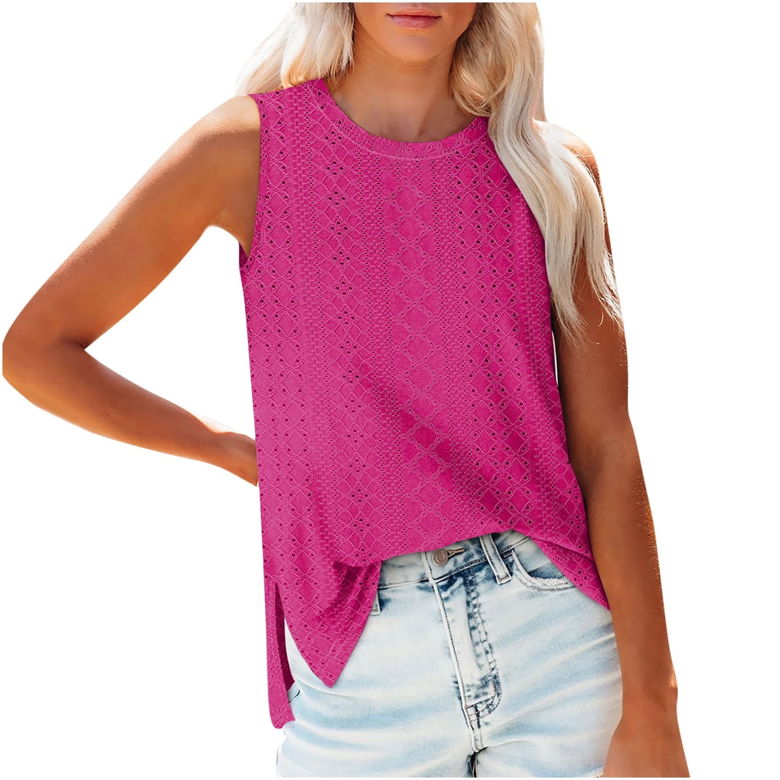 Tank Tops for Women Plus Size under $5 Round Neck Sleeveless Casual ...