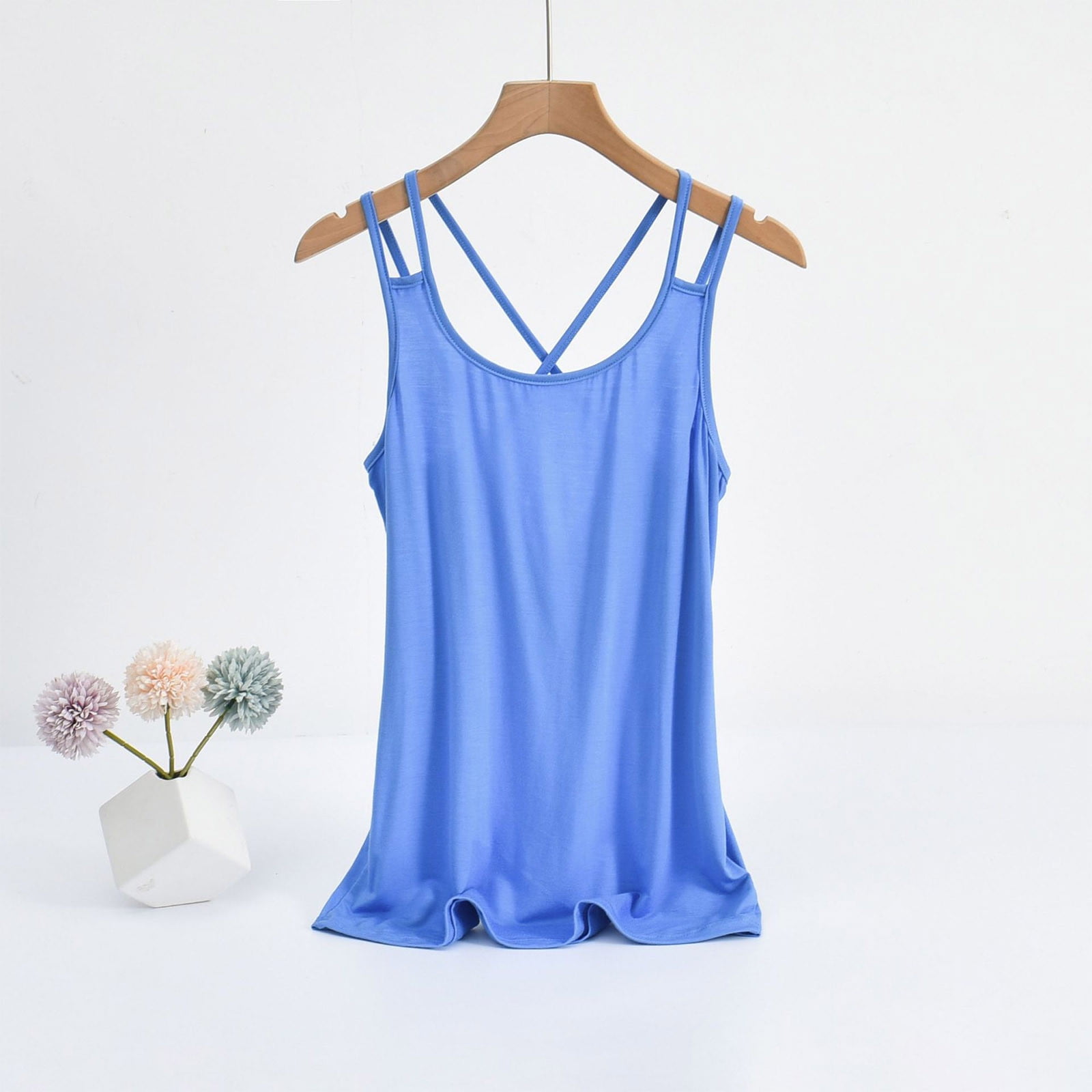 Tank Tops for Women Plus Size under $5 Round Neck Solid Camisole With ...
