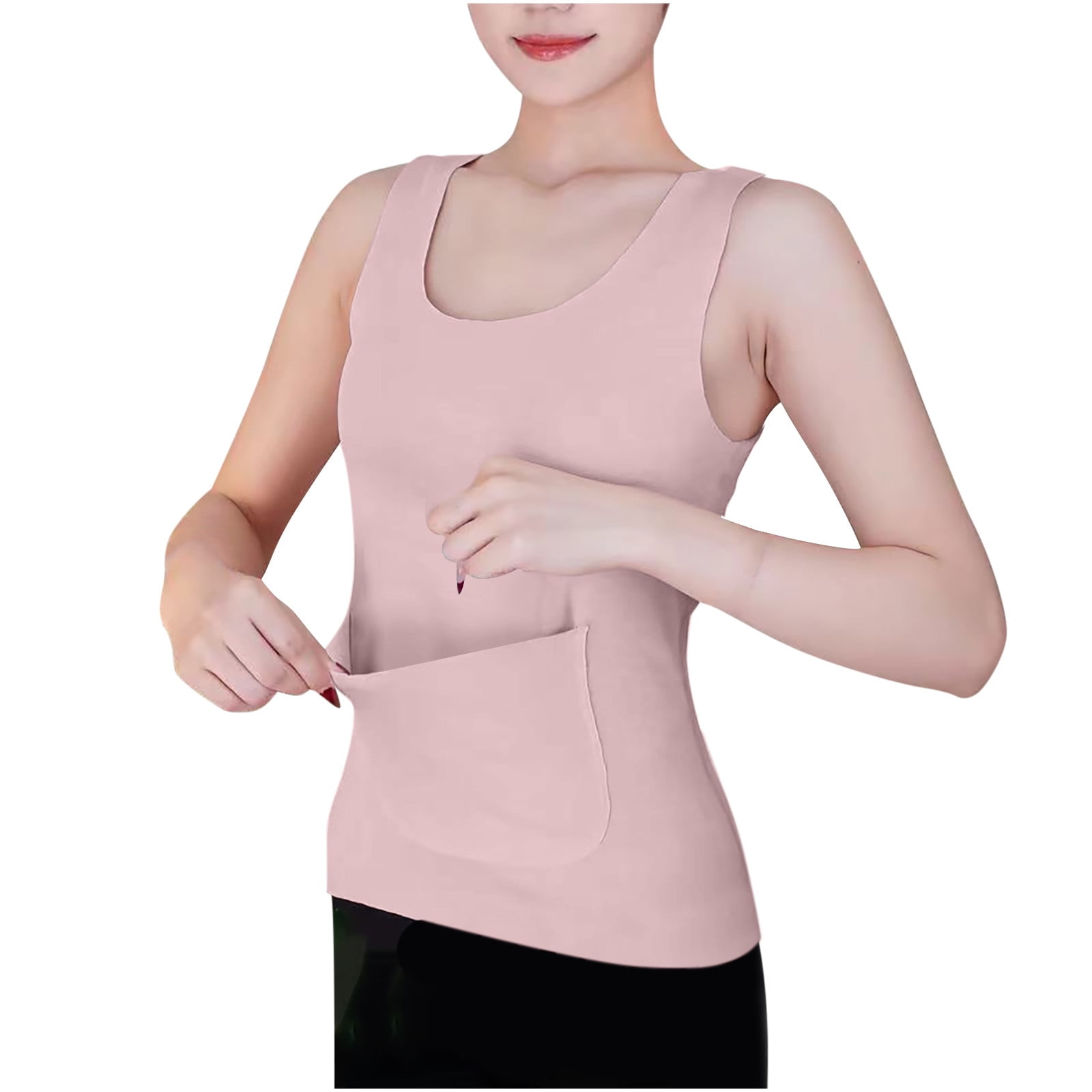 Tank Tops for Women Plus Size under $5 Warm Plush Double Pocket ...