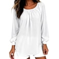 Tank Tops for Women's Long Sleeve Neck Pleated Front Blouse Relaxed Fit ...