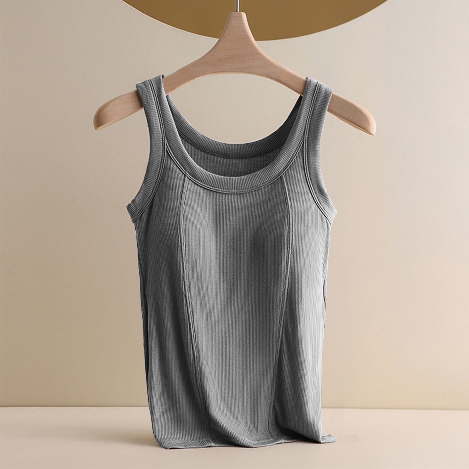 Tank Tops for Women under $5 Plus Size Solid Color with Built in Bra ...