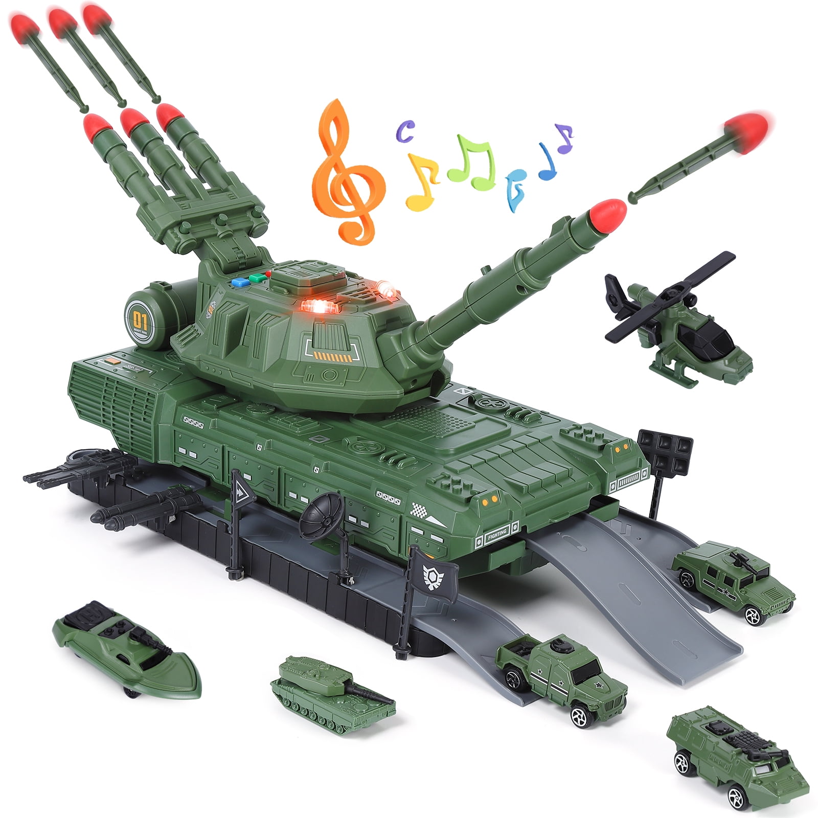 Tank Toys for Boys Army Toys Tank with 6PCS Alloy Die-Cast Army ...