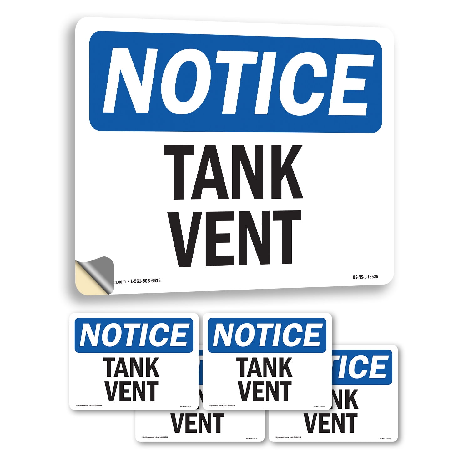 Tank Vent OSHA Notice Vinyl Decal Label 10 Inch x 7 Inch - 5 Pack ...