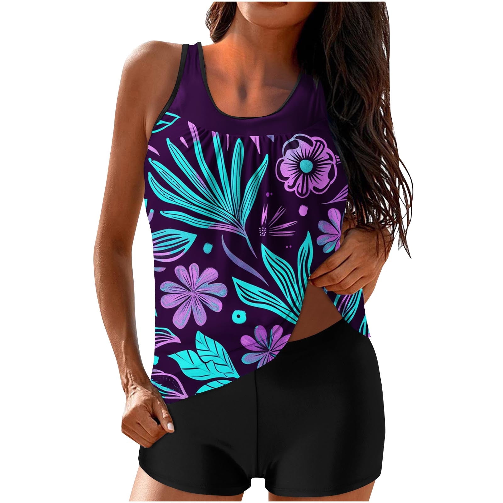 Tankini Bathing Suits for Women Sport Womens Swimsuits Two Piece Floral ...
