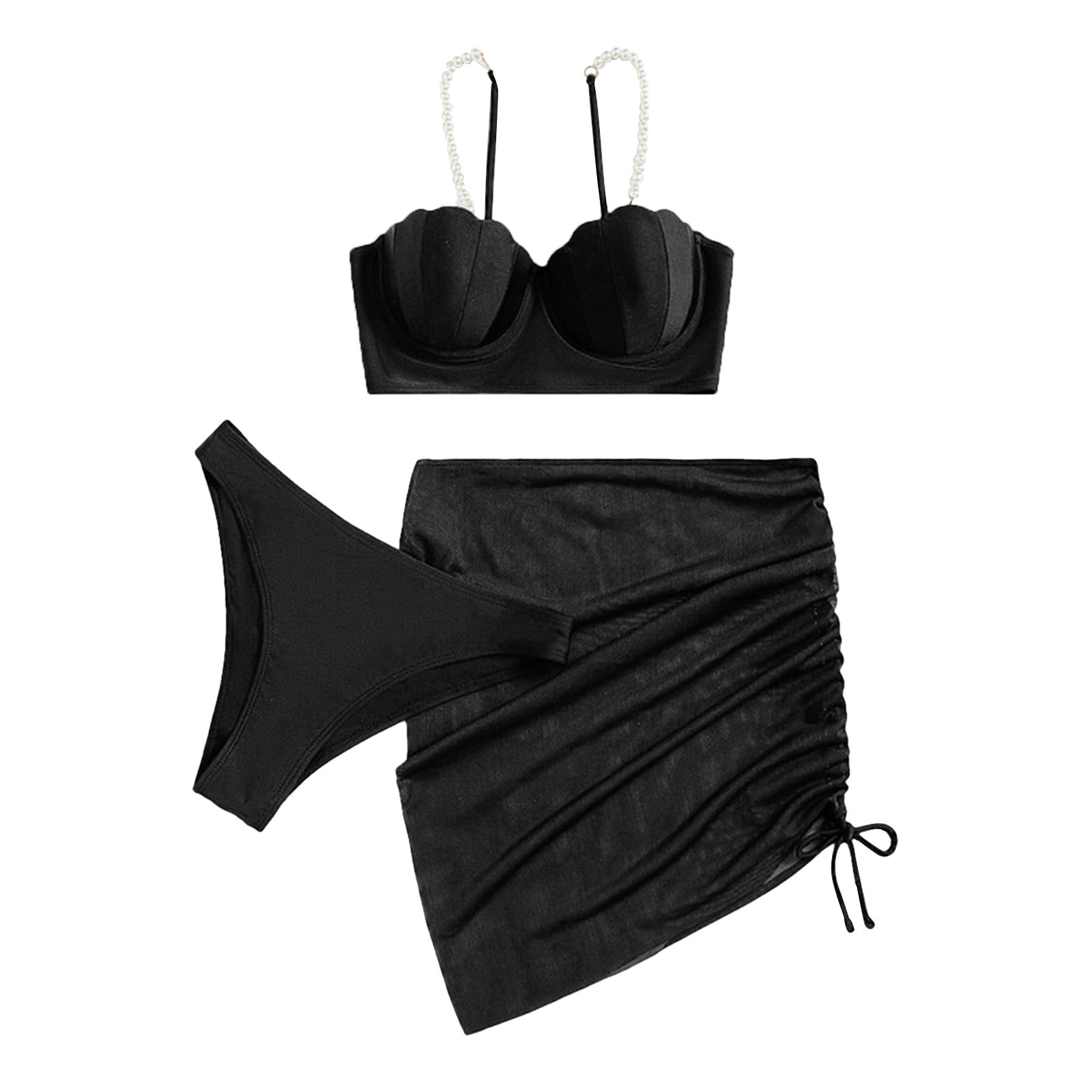 Tankini Sets For Women Womens 3 Piece Bikini Bathing Suit Halter Pearl String Triangle Swimsuit
