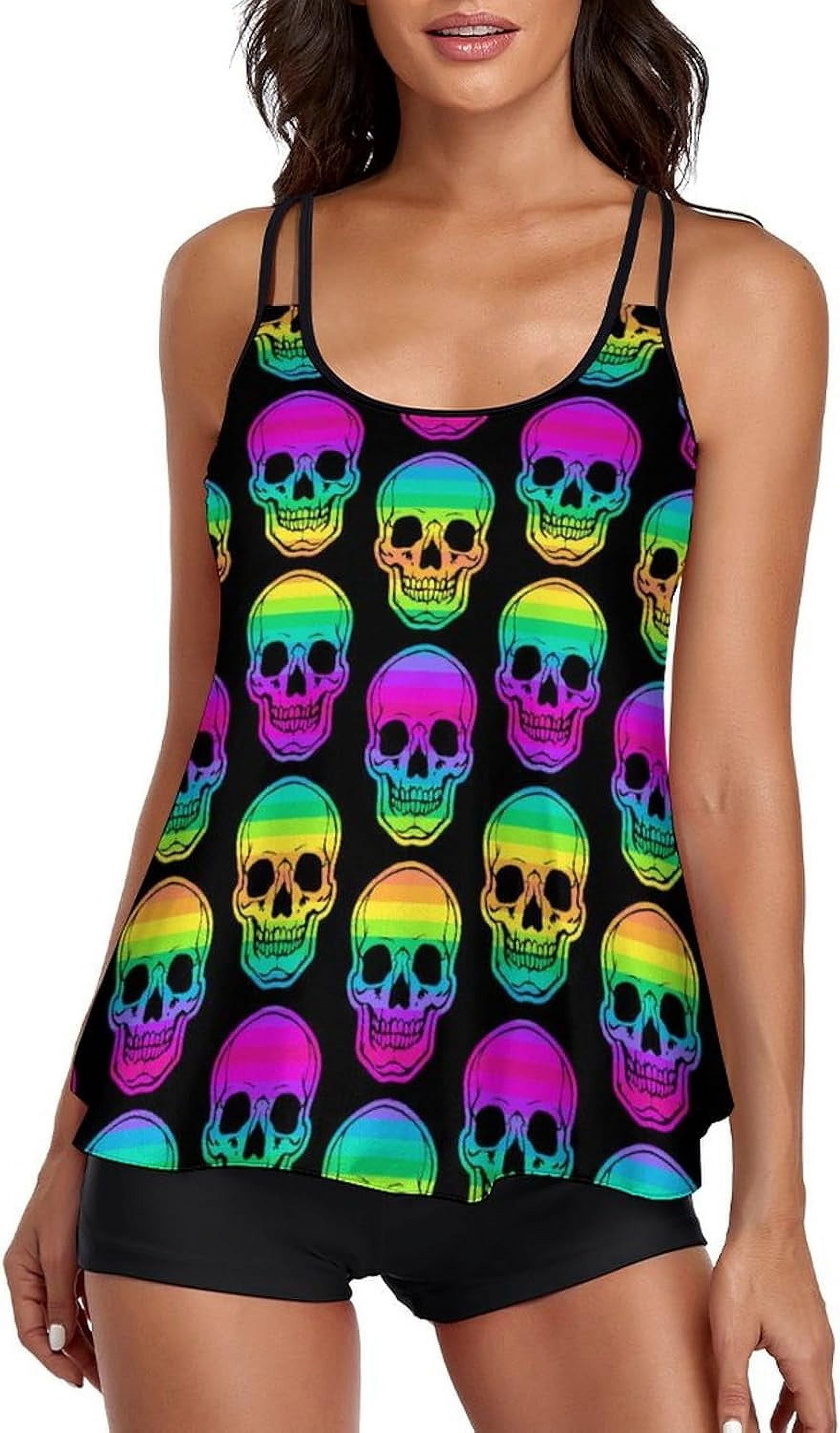 Tankini Swimsuit Two Piece Flowy Swimwear, Two Piece Tummy Control ...