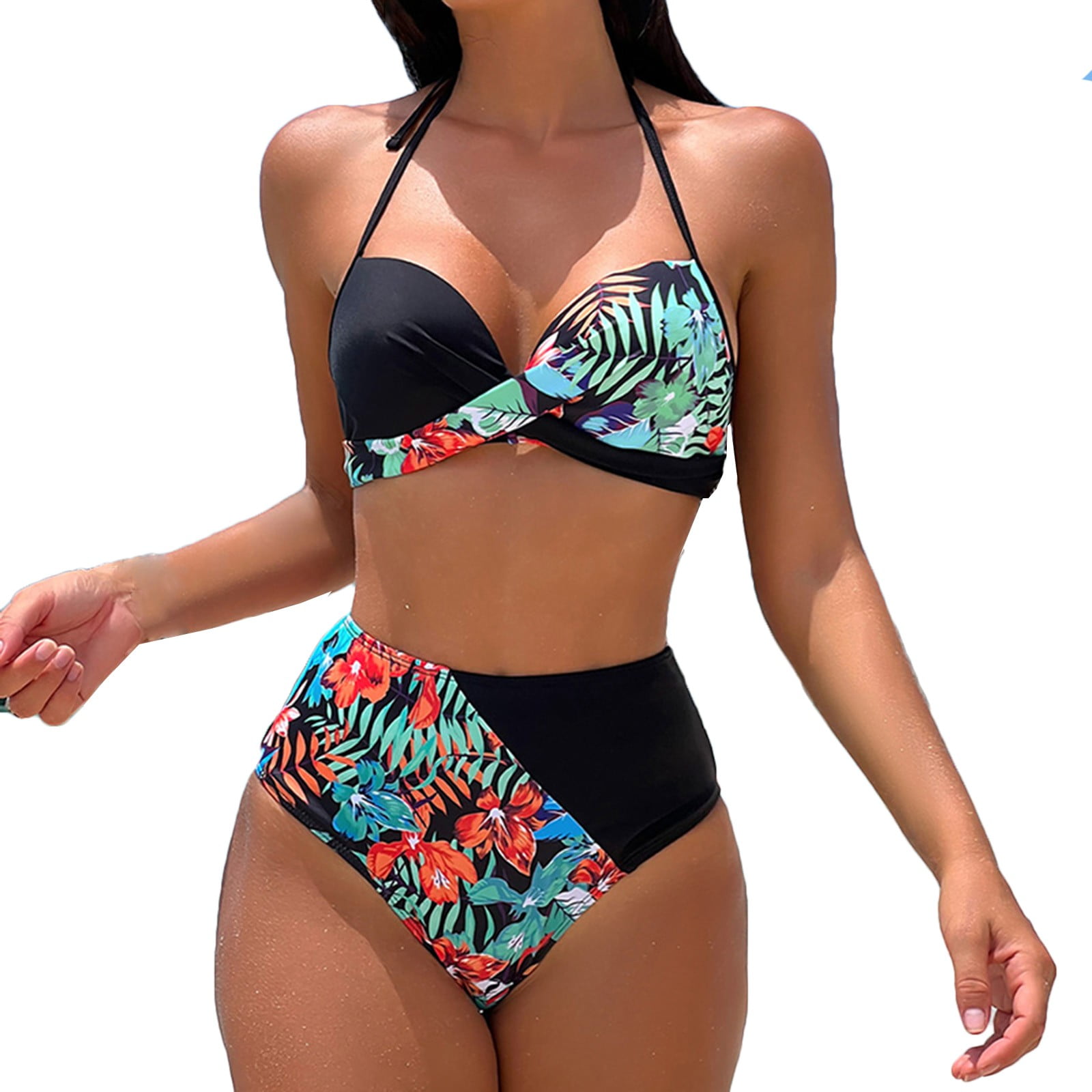 Tankini Swimsuits For Women Two Piece Swimsuit Tight Big Flower Print Fashion Temperament Hot