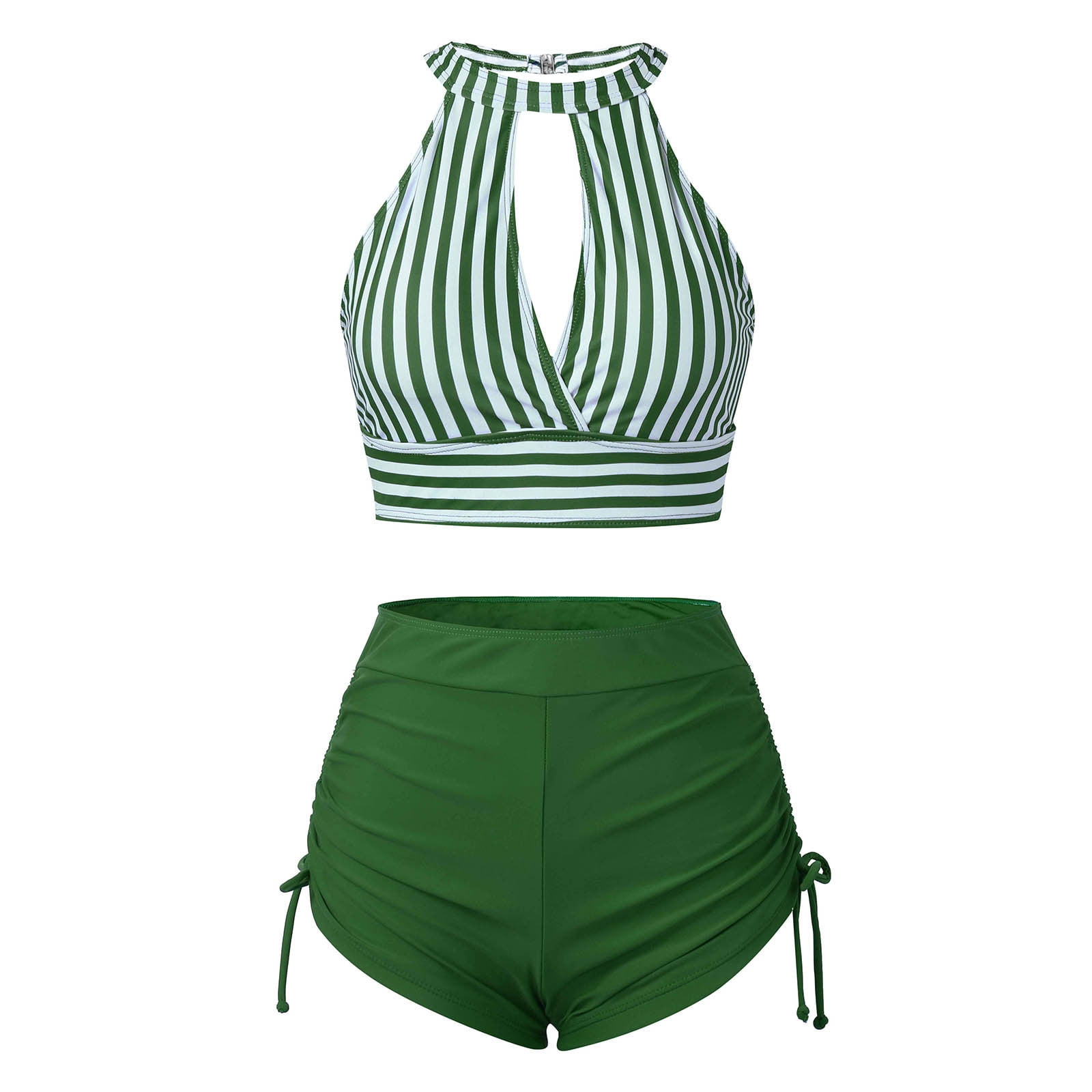 Tankini Swimsuits For Women Tummy Control Hollow Out Striped Prints ...