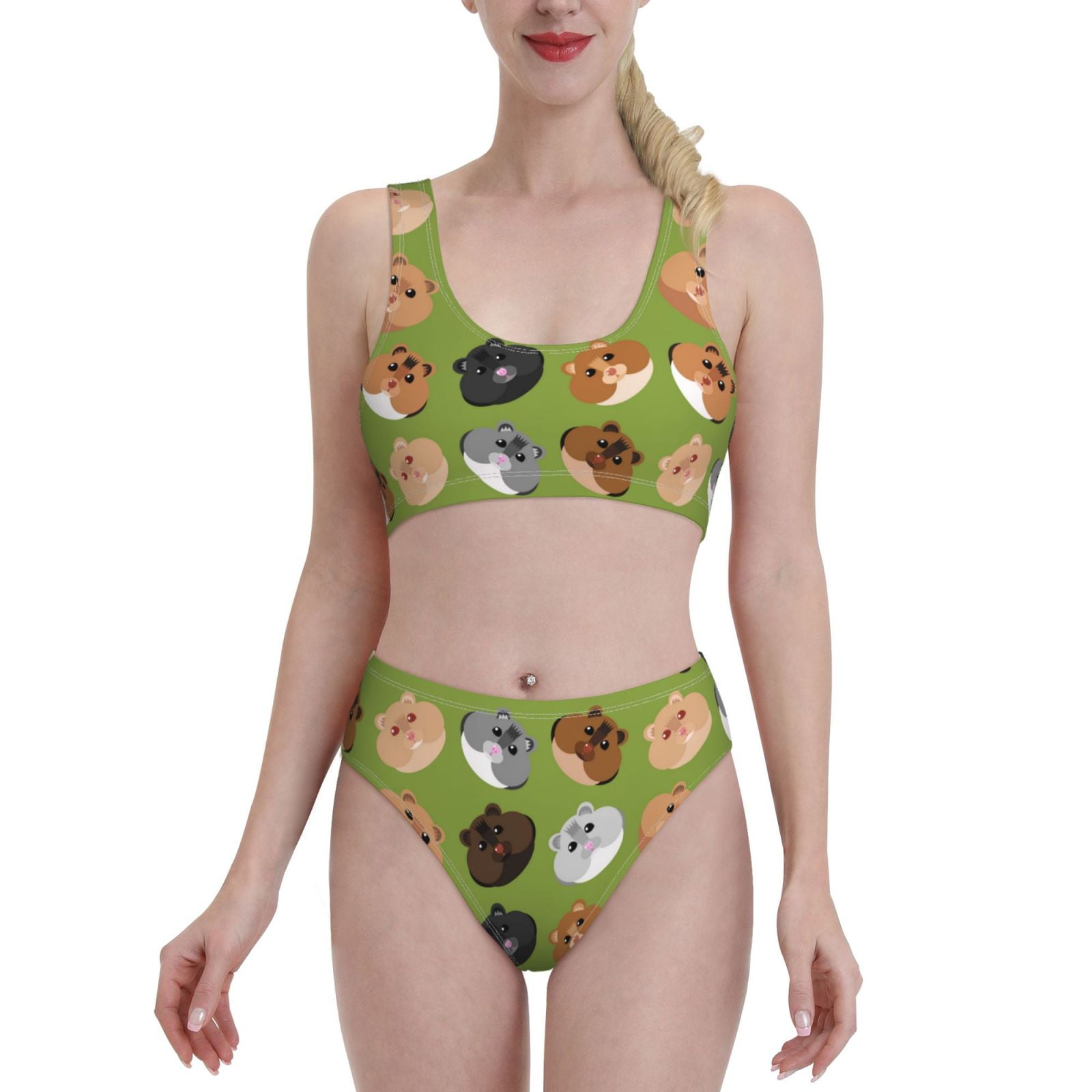 Tankini Swimsuits For Women 2024 Cartoon Cute Hamster Face Womens Tankini Bathing Suits For