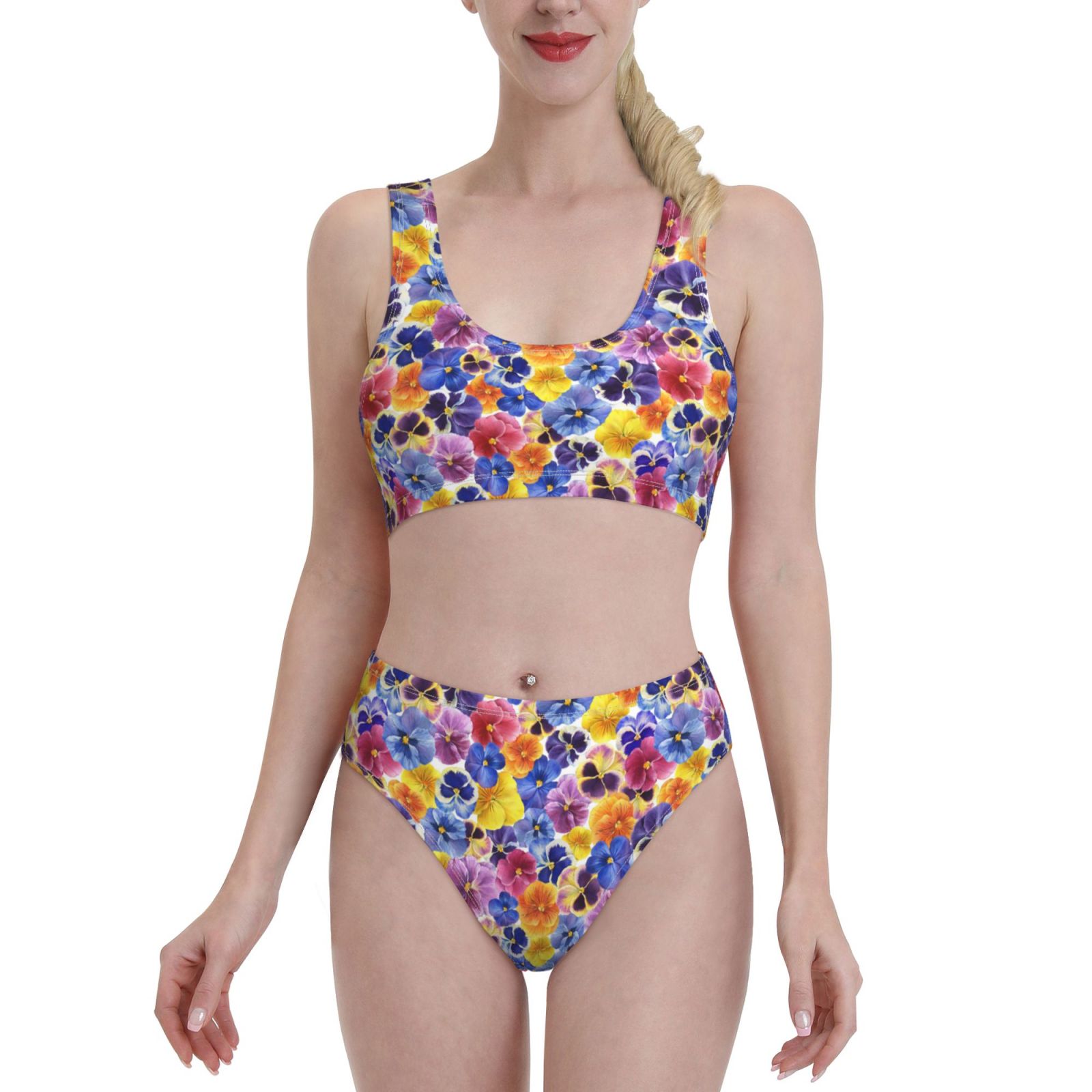Tankini Swimsuits for Women 2024 - Garden Tricolor Pansy Flower Womens Tankini Bathing Suits for ...