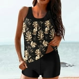 Tankini Swimsuits for Women Loose Fit Floral Printed Modest Two Piece ...