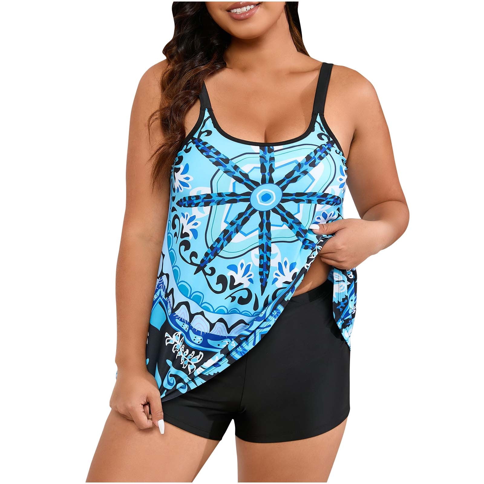 Tankini Swimsuits for Women Sexy Halter High Waisted Printed Tops Two Piece Plus Size Bathing ...