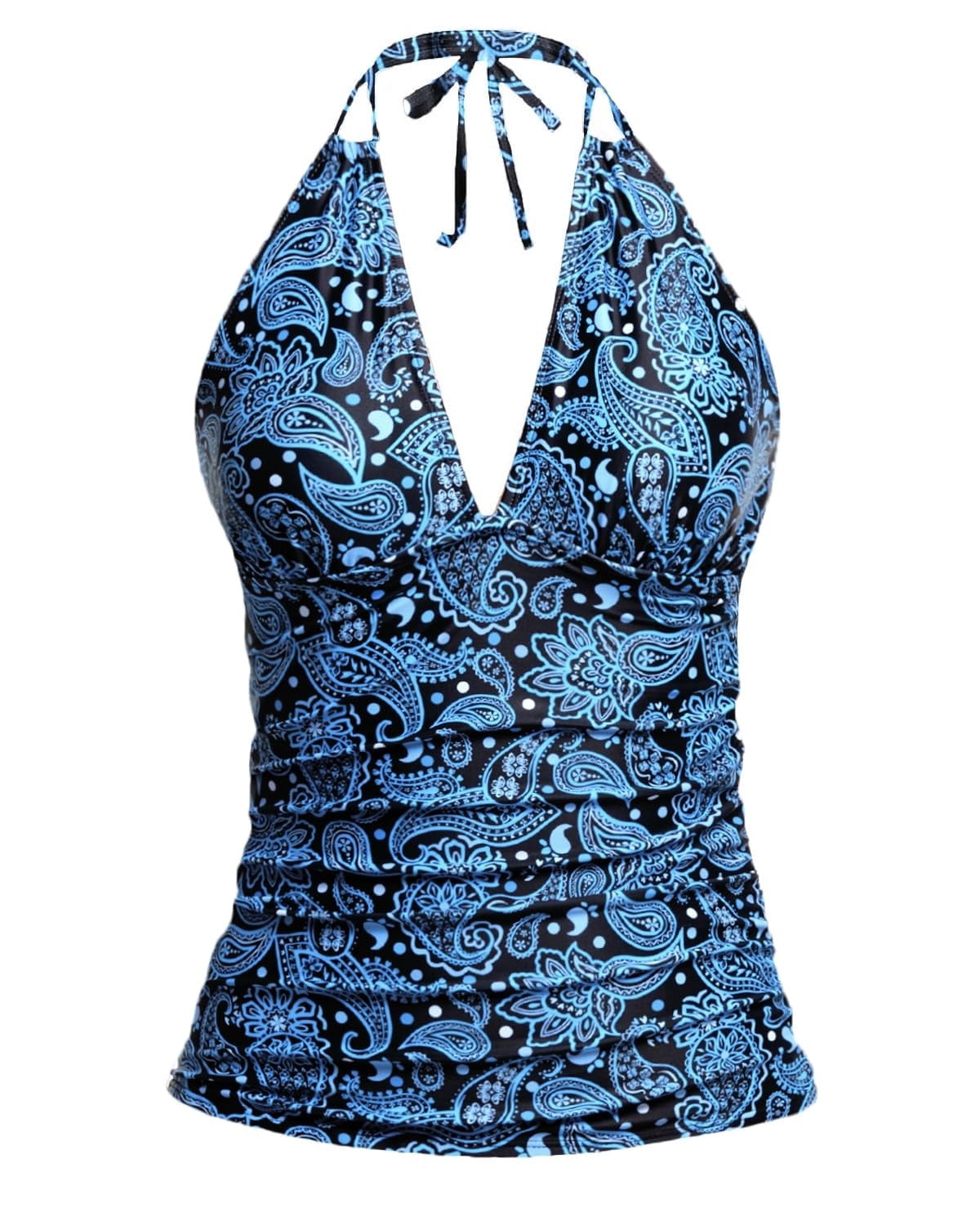 Tankini Tops for Women Bathing Suit Top V Neck Halter Twist Front Swim ...