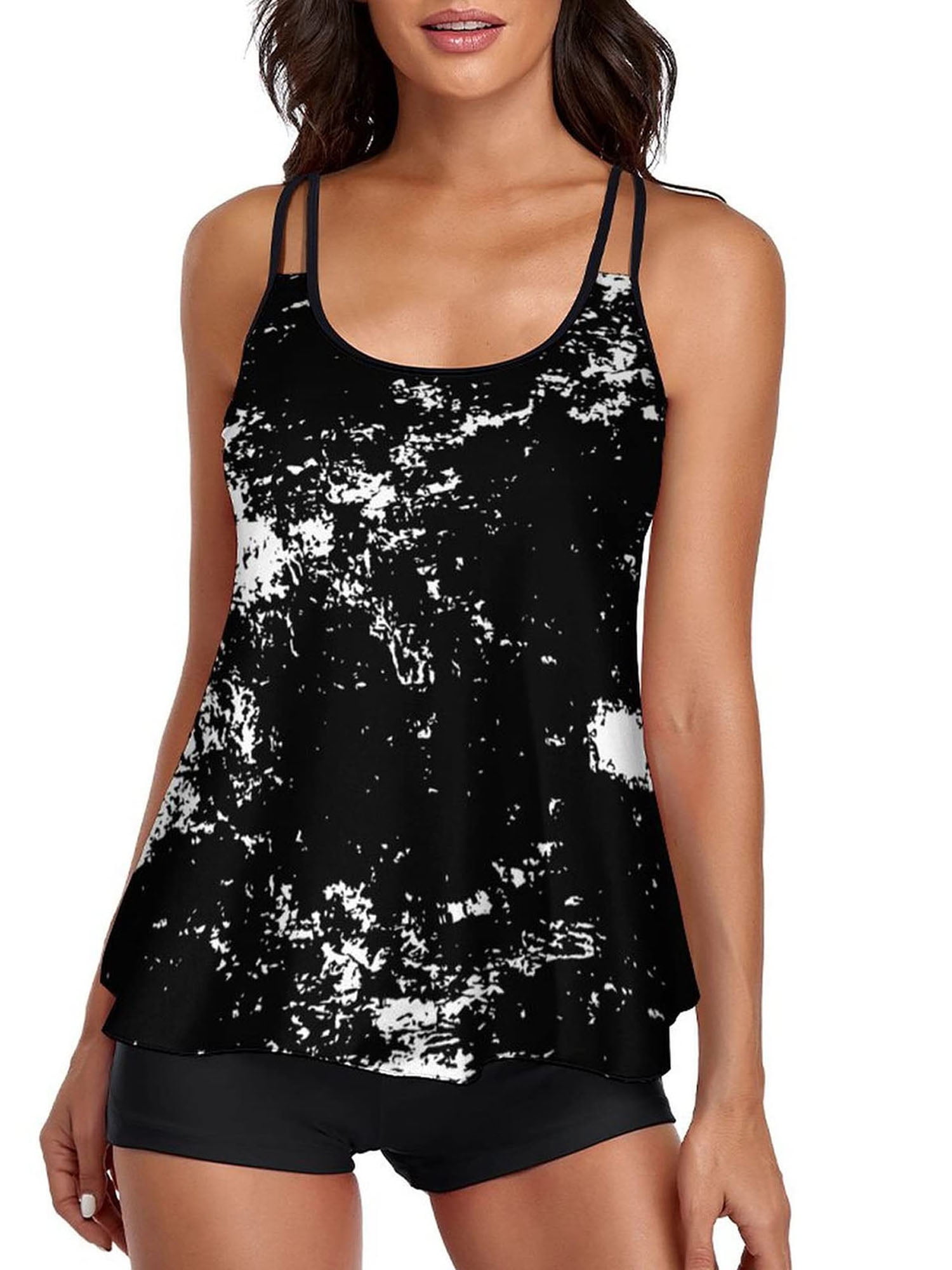 Tankini for Women with Boy Shorts Floral Print Tankini Tops High Waist ...