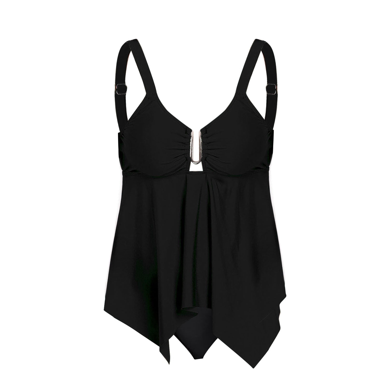 Tankini Women's Belly Covering Beach Split Swimsuit Black 2XL - Walmart.com