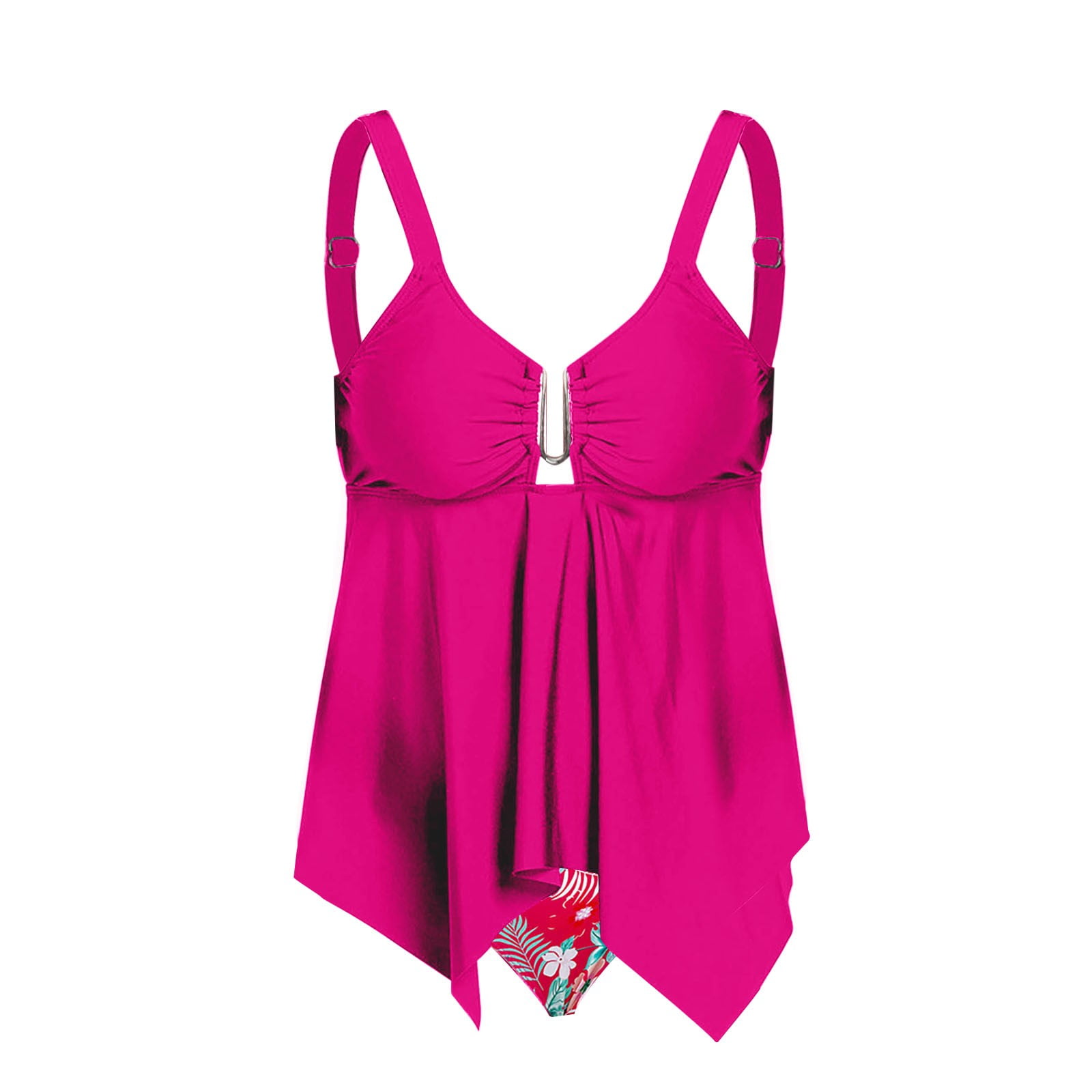 Tankini Women's Belly Covering Beach Split Swimsuit Pink 2XL - Walmart.com