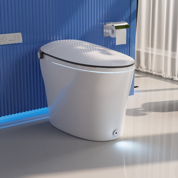 Tankless Elongated Electric Smart Toilet Bidet Seat for in White with ...