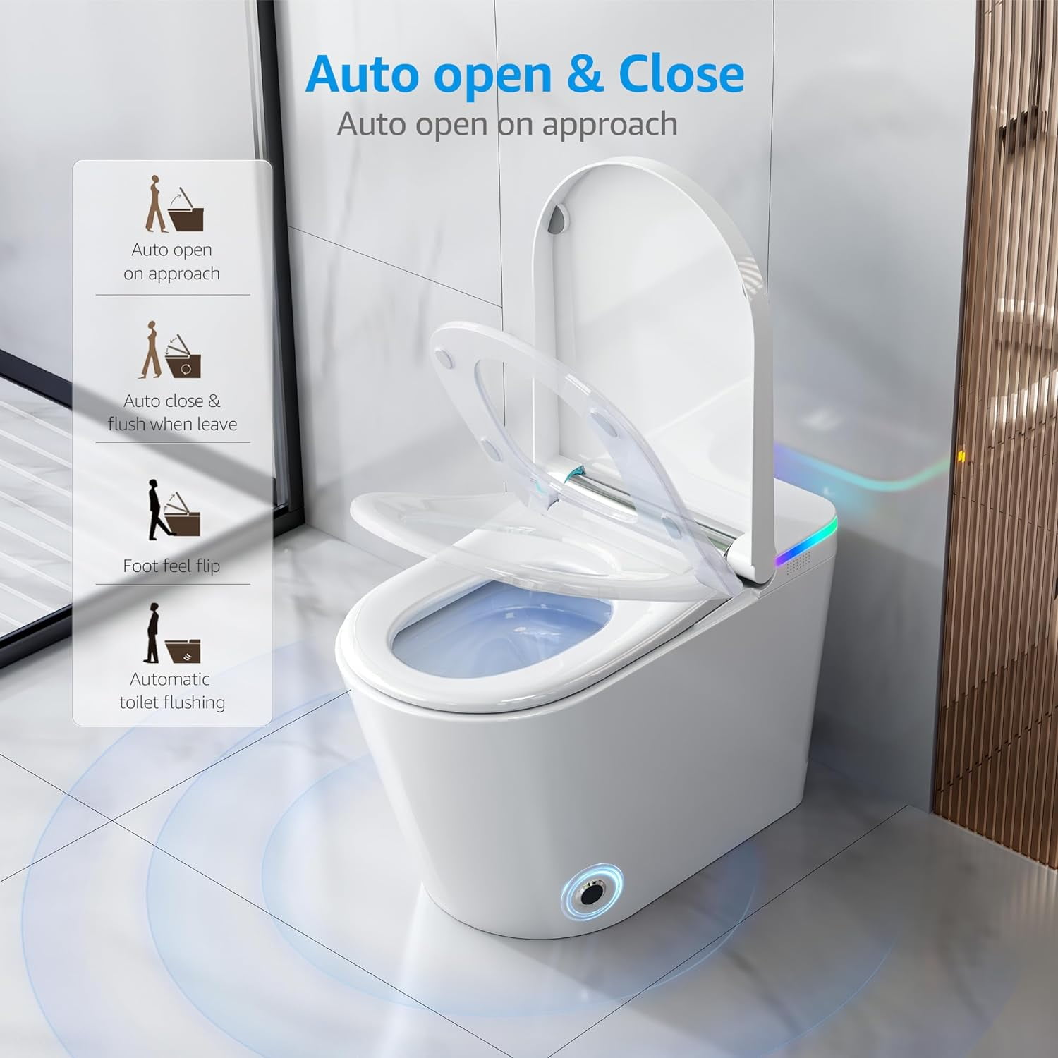 Tankless Toilet with Heated , Adjustable Water/Dry, Foot Sensor & Night ...