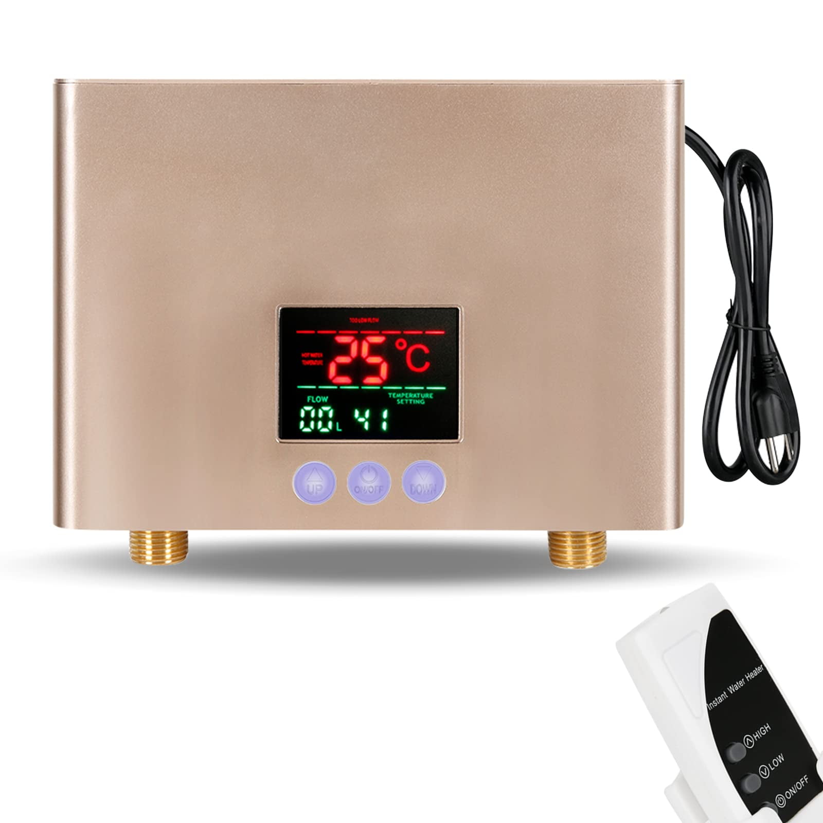 Tankless Water Heater, 3000W Mini Electric Instant Hot Water Heater LED ...