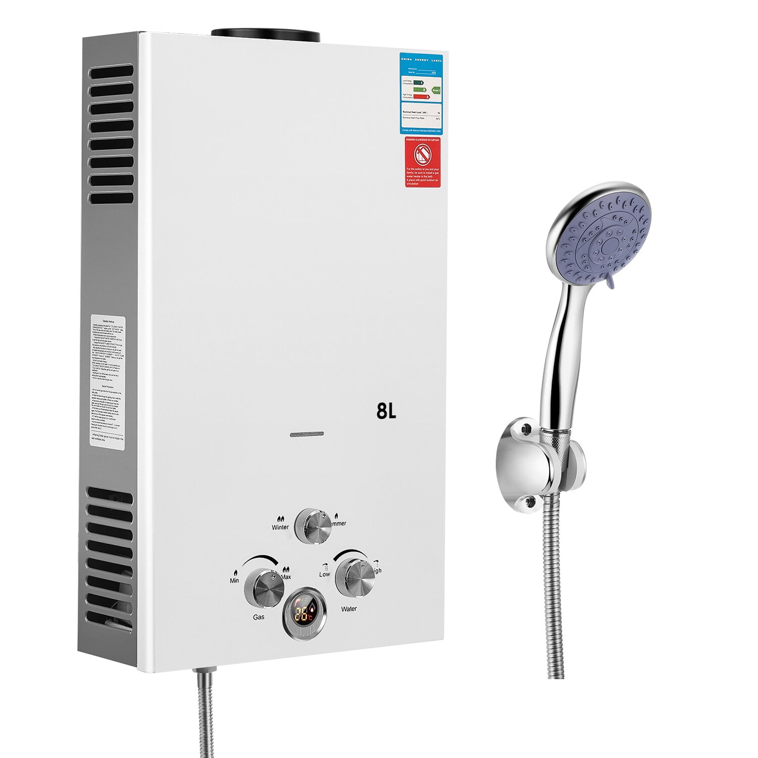 Tankless Water Heater,8L Outdoor Portable Gas Hot Water Heater, Instant ...