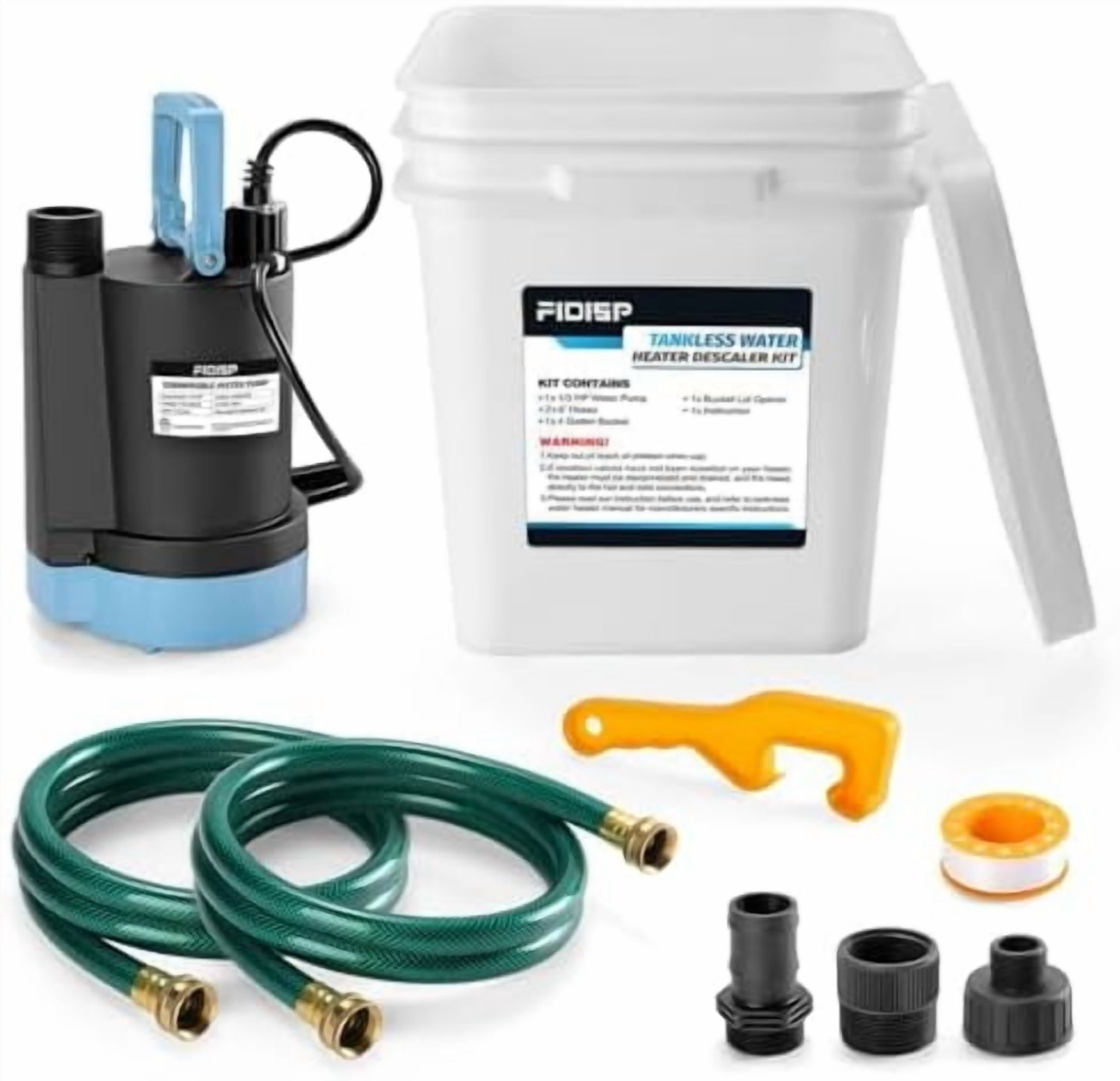 Tankless Water Heater Flushing Kit with 1/3HP Sump Water Pump, 4 Gallon ...