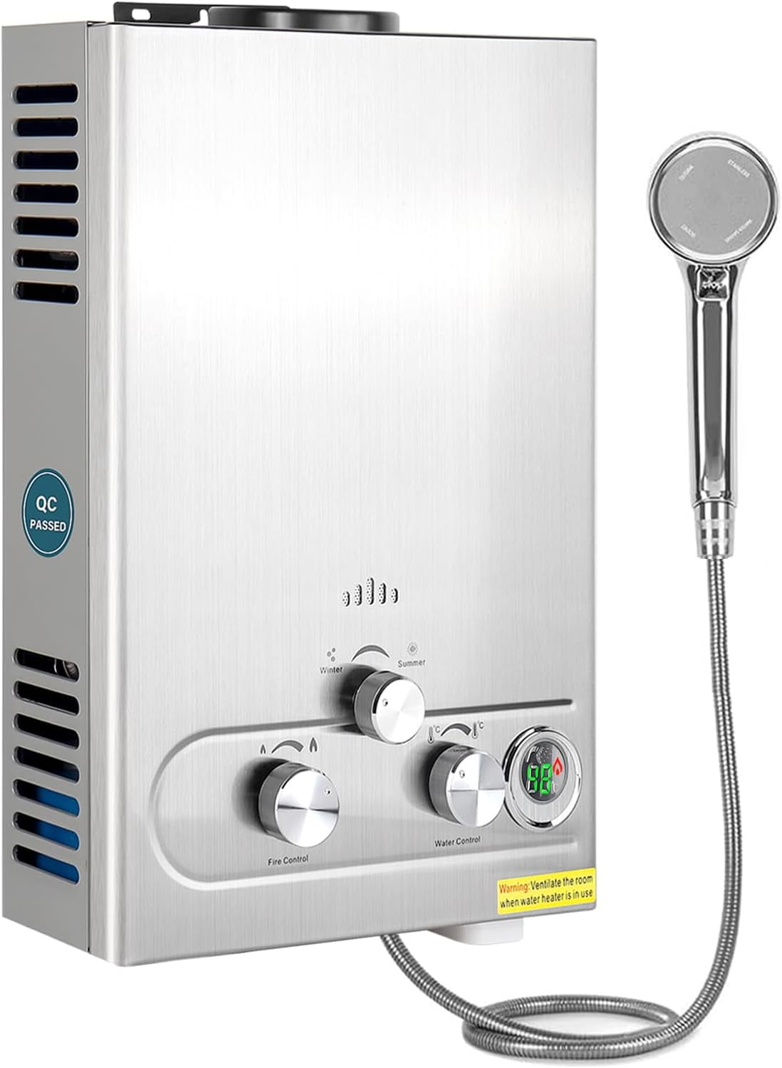 Tankless Water Heater Propane, 1.6GPM 6L Portable Instant Hot Water Heater, Outdoor Use for RV ...