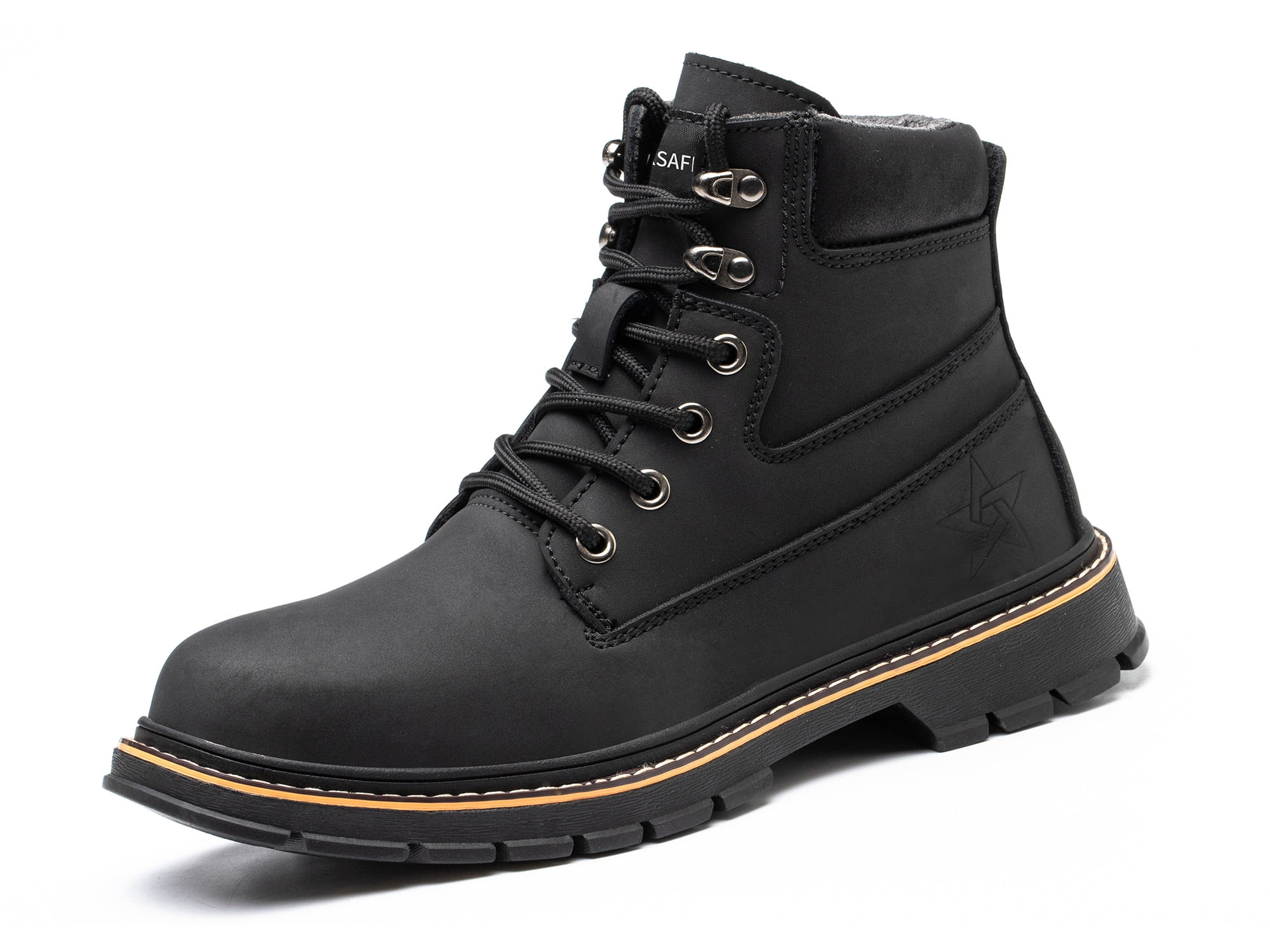 Tanleewa Leather Steel Toe Work Boots for Men Non-Slip Safety Shoes ...
