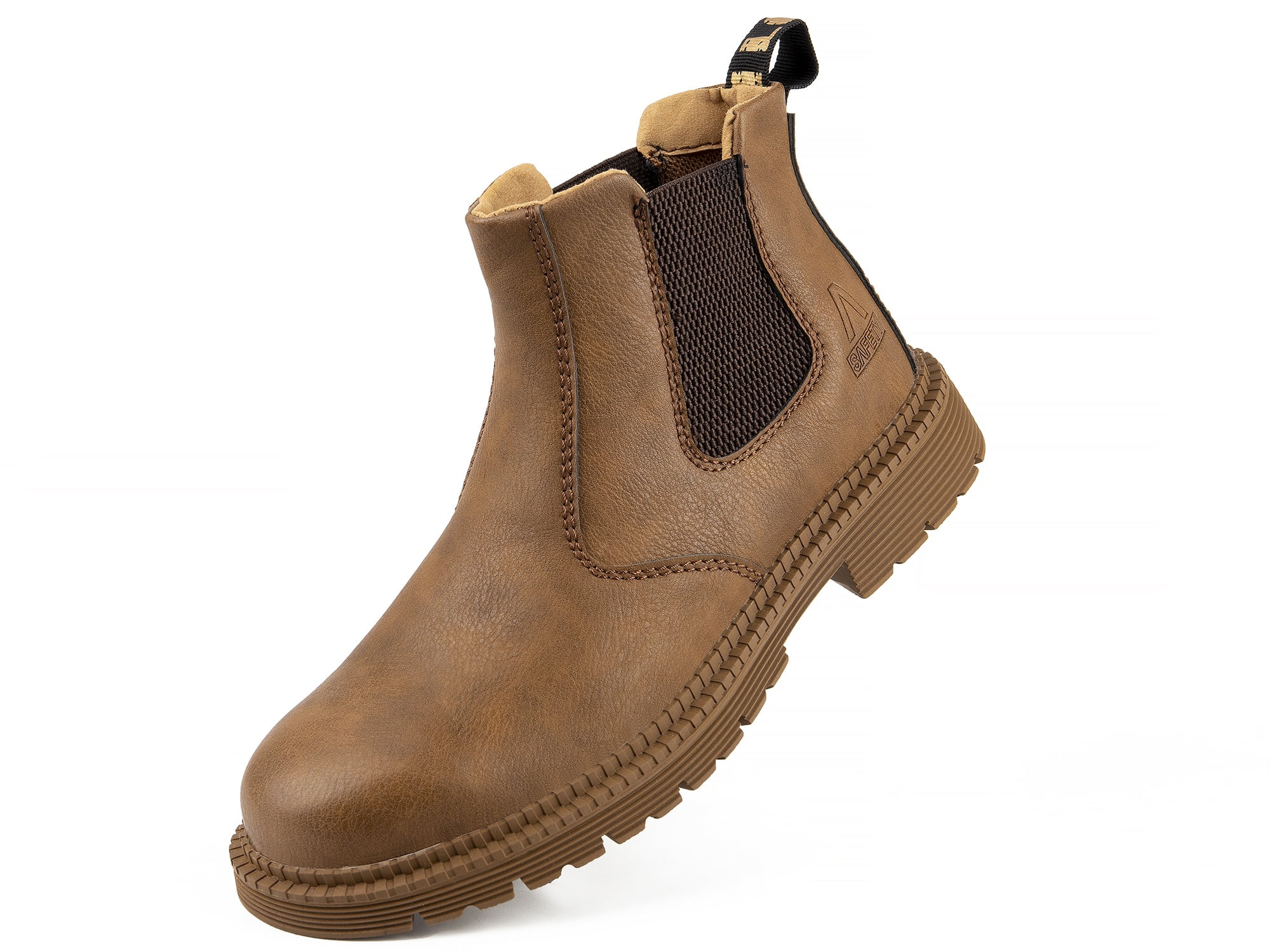Tanleewa Men's Steel Toe Work Boots, Waterproof Safety Shoes, Khaki ...