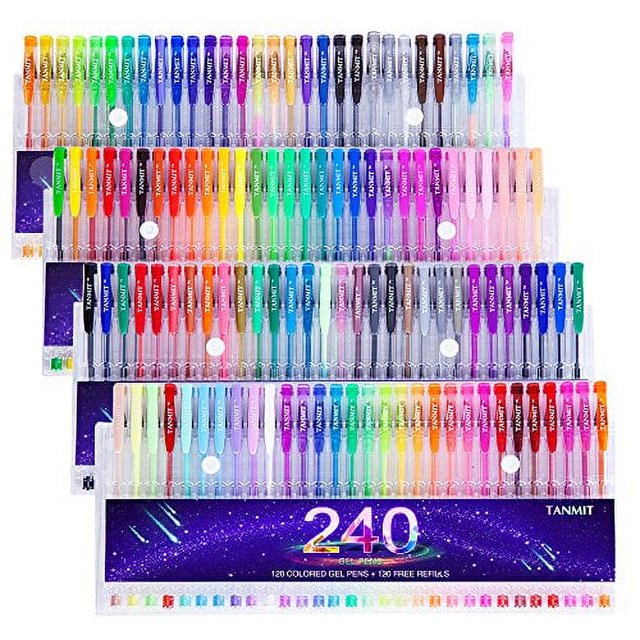 Tanmit 240 Fine Point Gel Pens Set for Kids, Adults- Sketch, Coloring ...